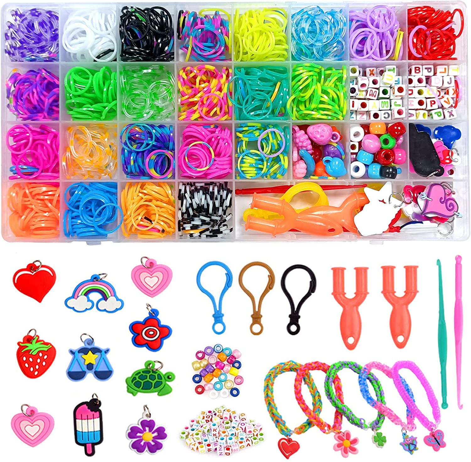 Sunshine smile DIY Rubber Bands Set, 1500 Colorful Rubber Bands Starter ...