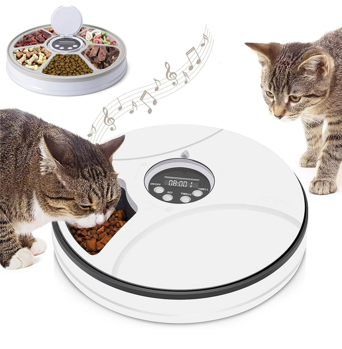 SunshineFace 6-Meals Automatic Cat Food Dispenser with LED Display ...