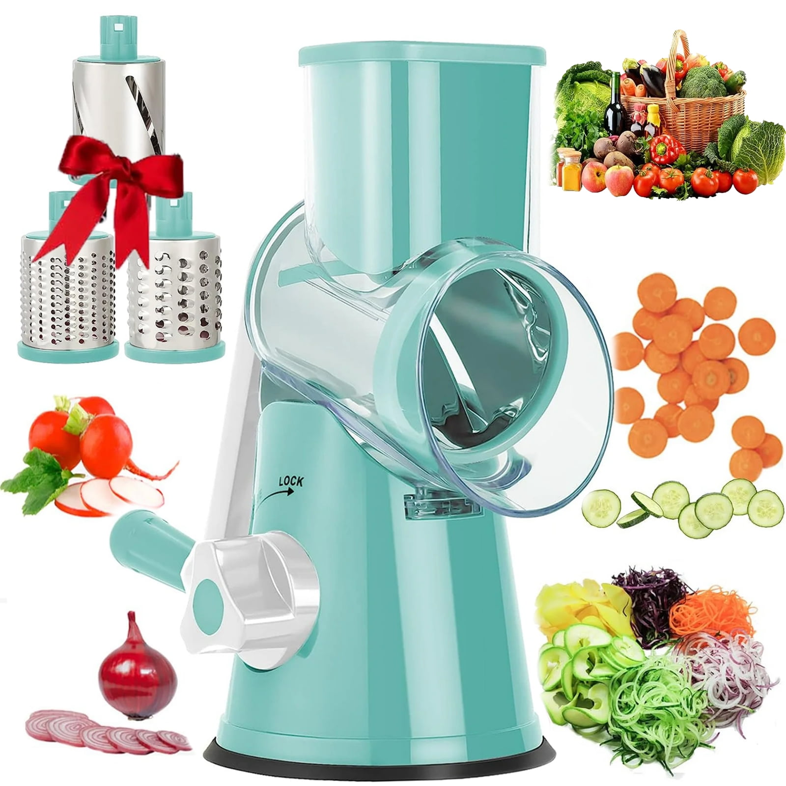 SunshineFace Rotary Cheese Grater Manual Cheese Grater with Handle 3 ...