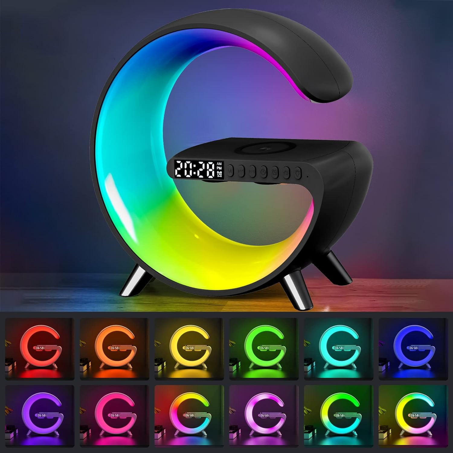 SunshineFace Sunrise Alarm Clock with Wireless Charging & Bluetooth ...