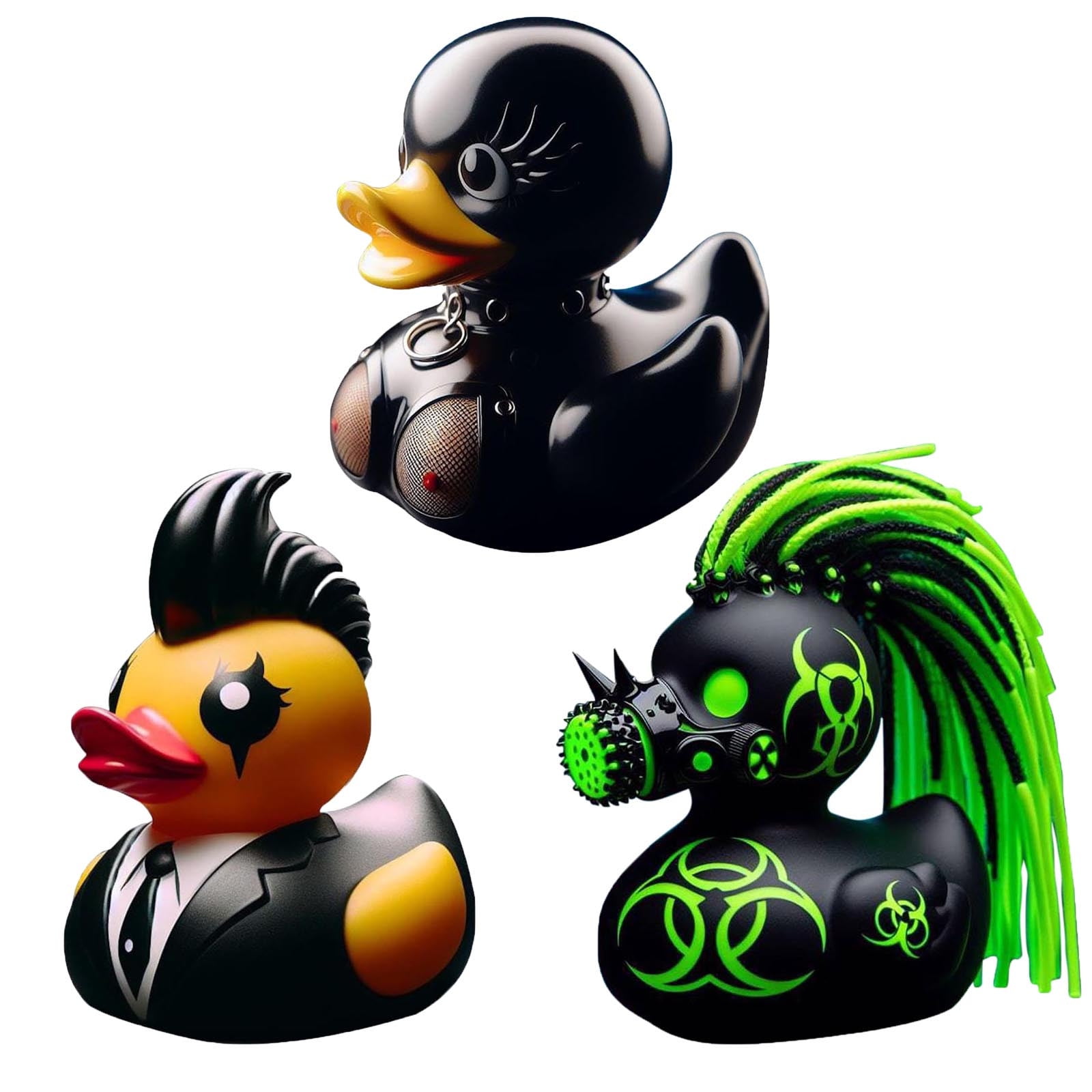 Sunshinehomely 3 Pcs Gothic Satanic Duck, Halloween Ducks, Punk Duck ...