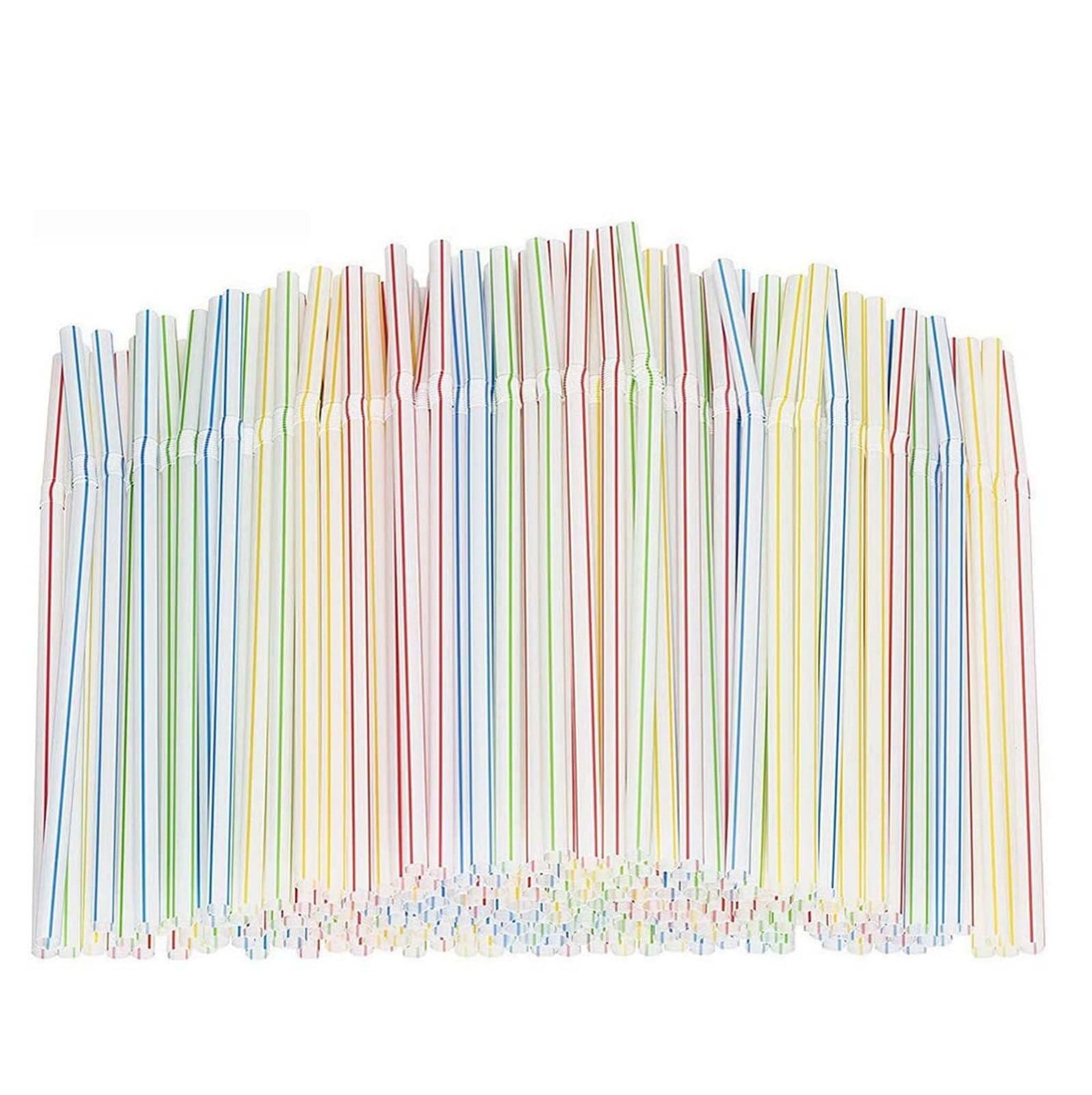 Sunshinehomely 300 Pcs Straws Flexible Plastic Drinking Straws Bendable ...