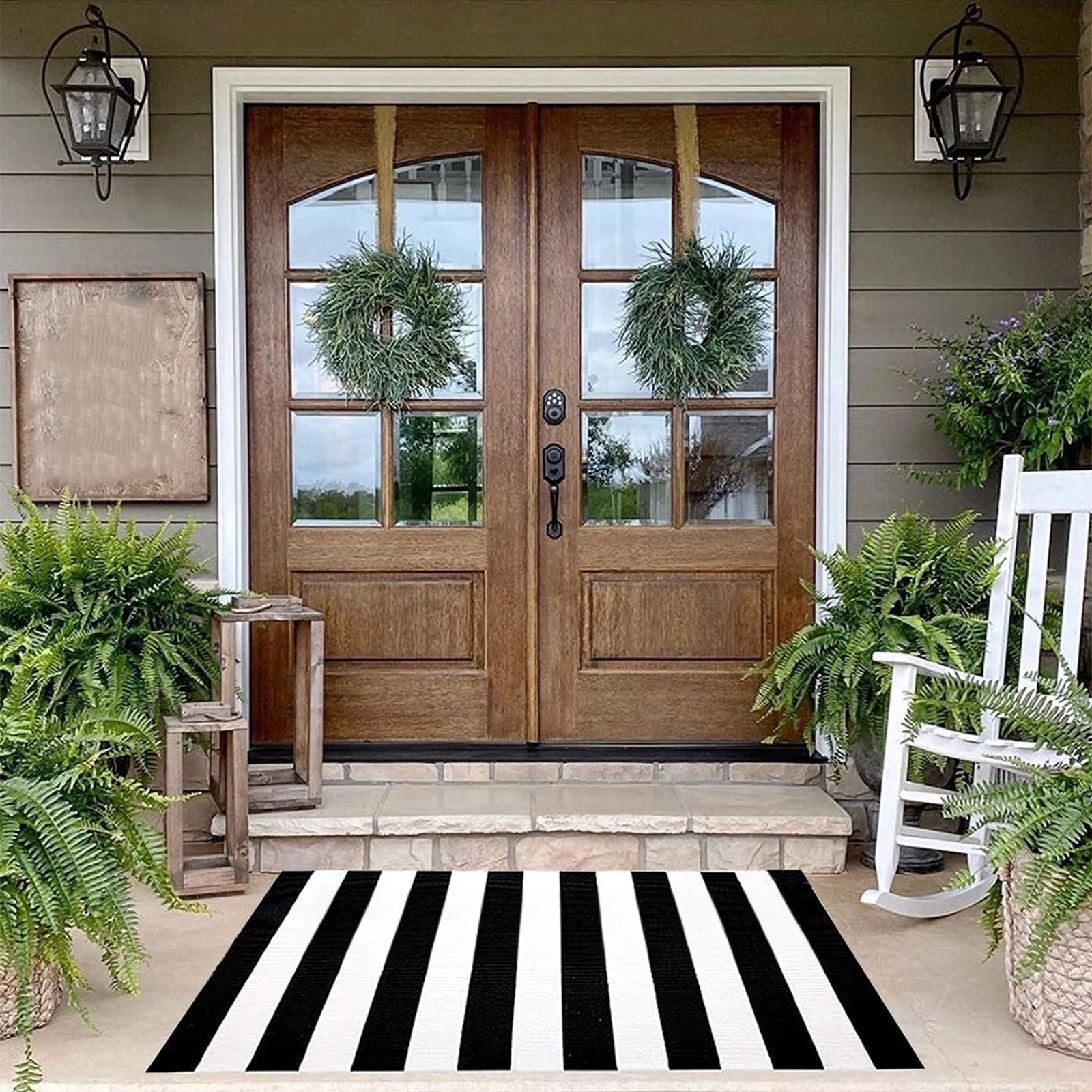 Sunshinehomely Black and White Area Rug 15.74x23.62 Inches Striped ...