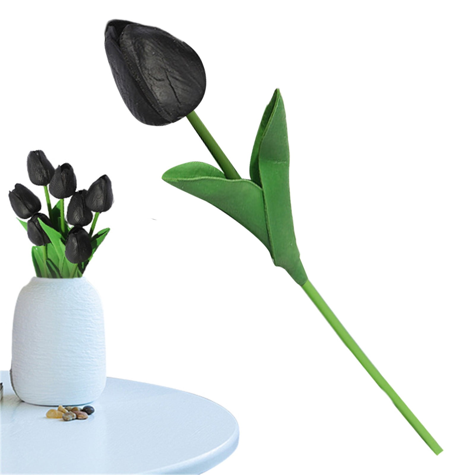 Sunshy Black Artificial Tulips(13.5 In, 1Pc) - Artificial with Stems ...