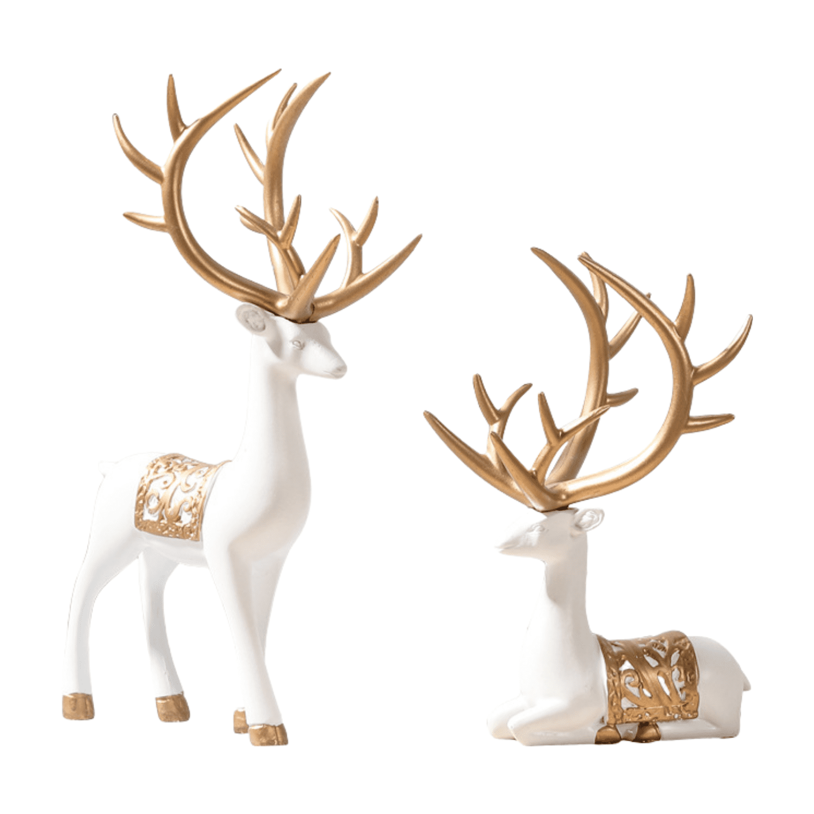 Sunshy Christmas Decorations, Elegant Resin Reindeer Statues Handmade ...