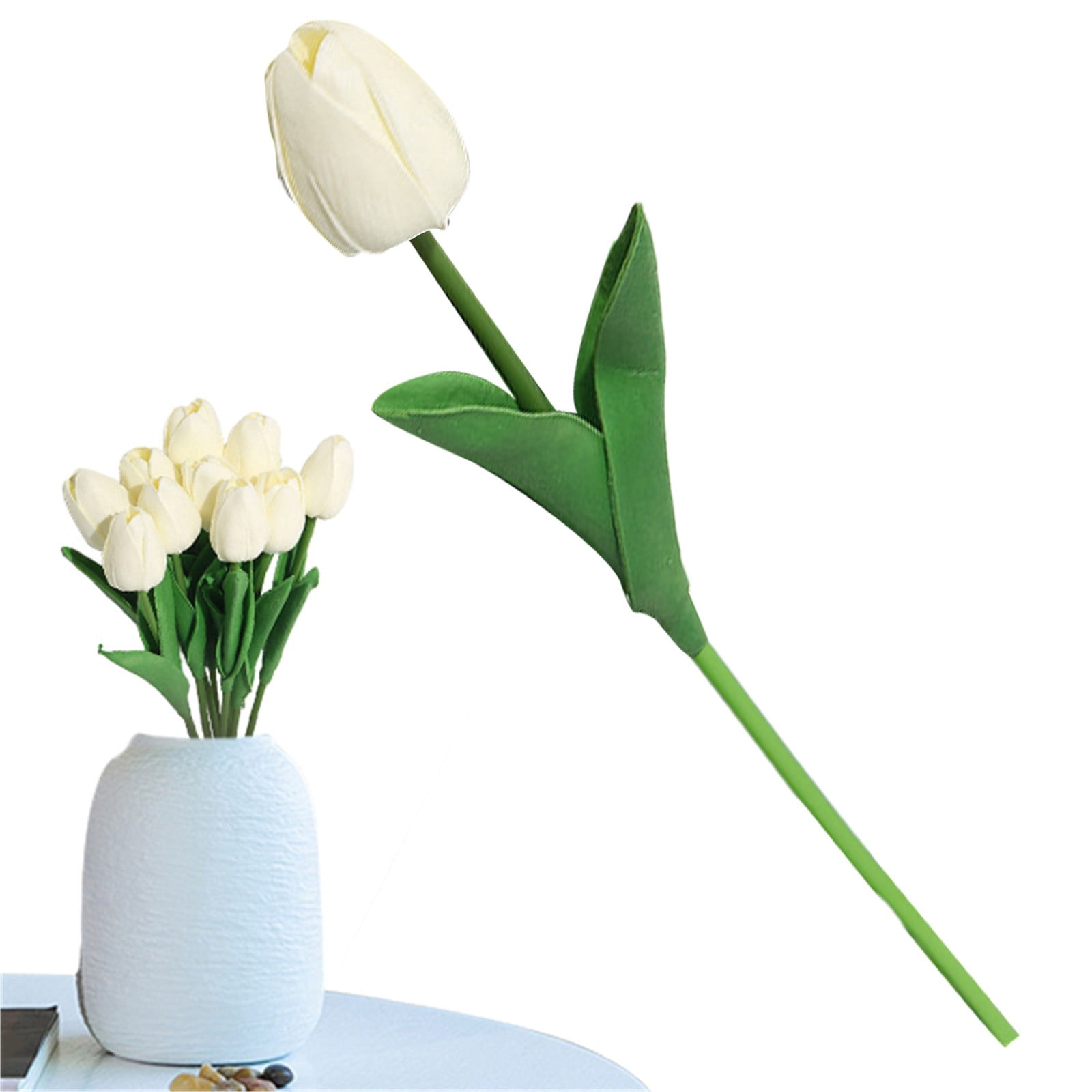 Sunshy Milk White Artificial Tulips(13.5 In, 1Pc) - Artificial with ...
