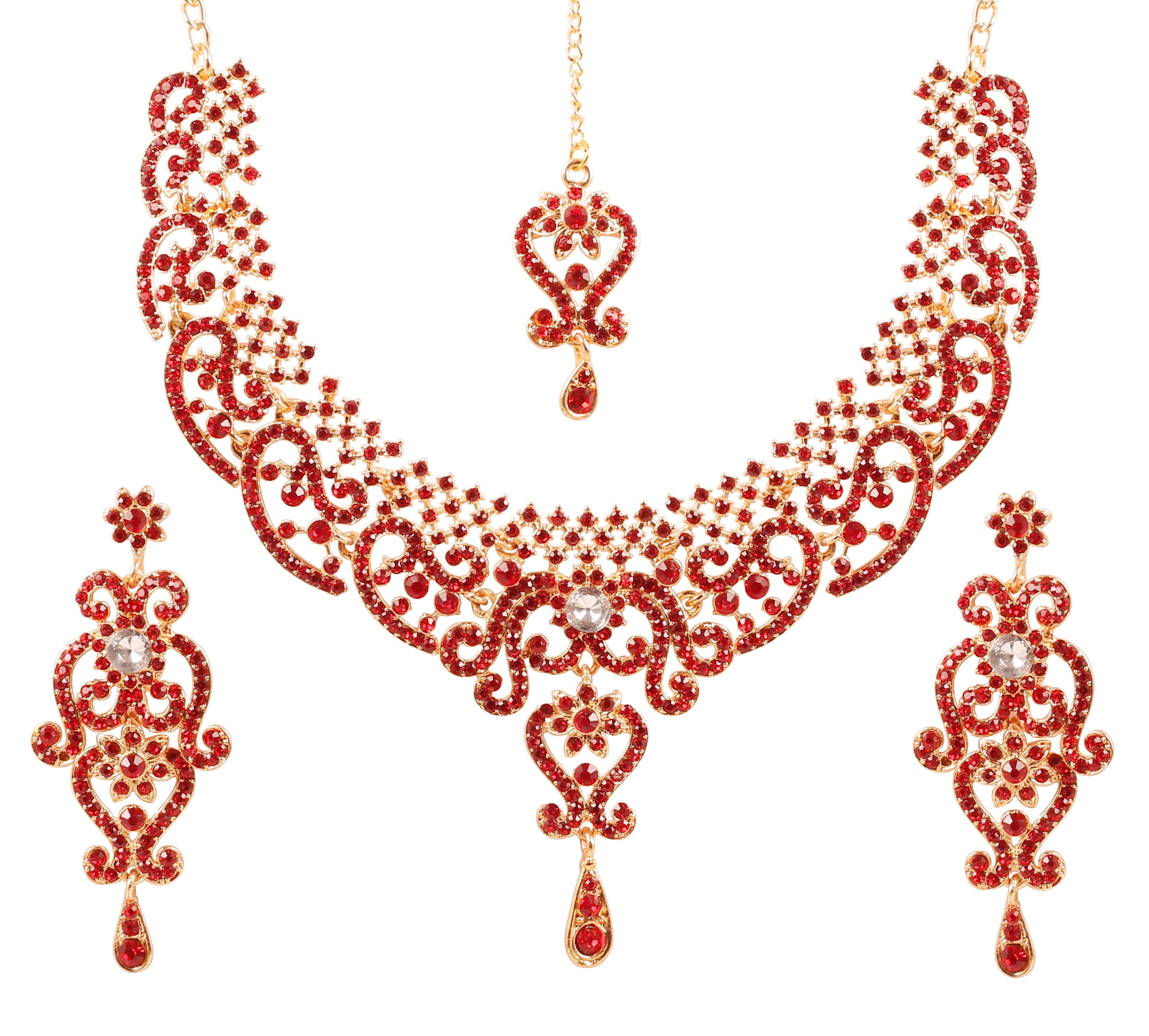 Sunsoul by Touchstone Indian Bollywood Fine Filigree Studded Look Red ...