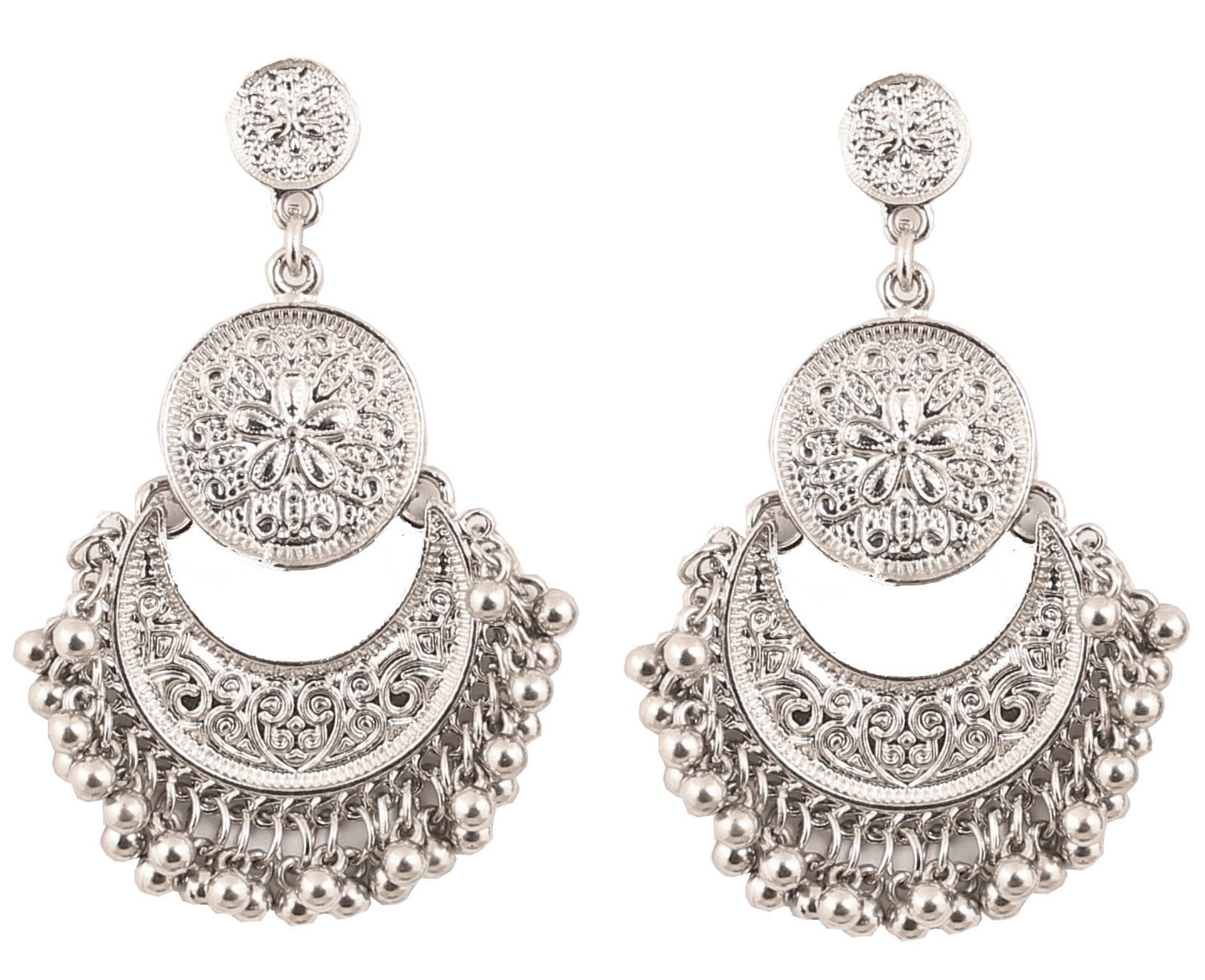 Sunsoul by Touchstone Indian Bollywood Oxidized Silver Look Half Moon Chand Baali Designer ...