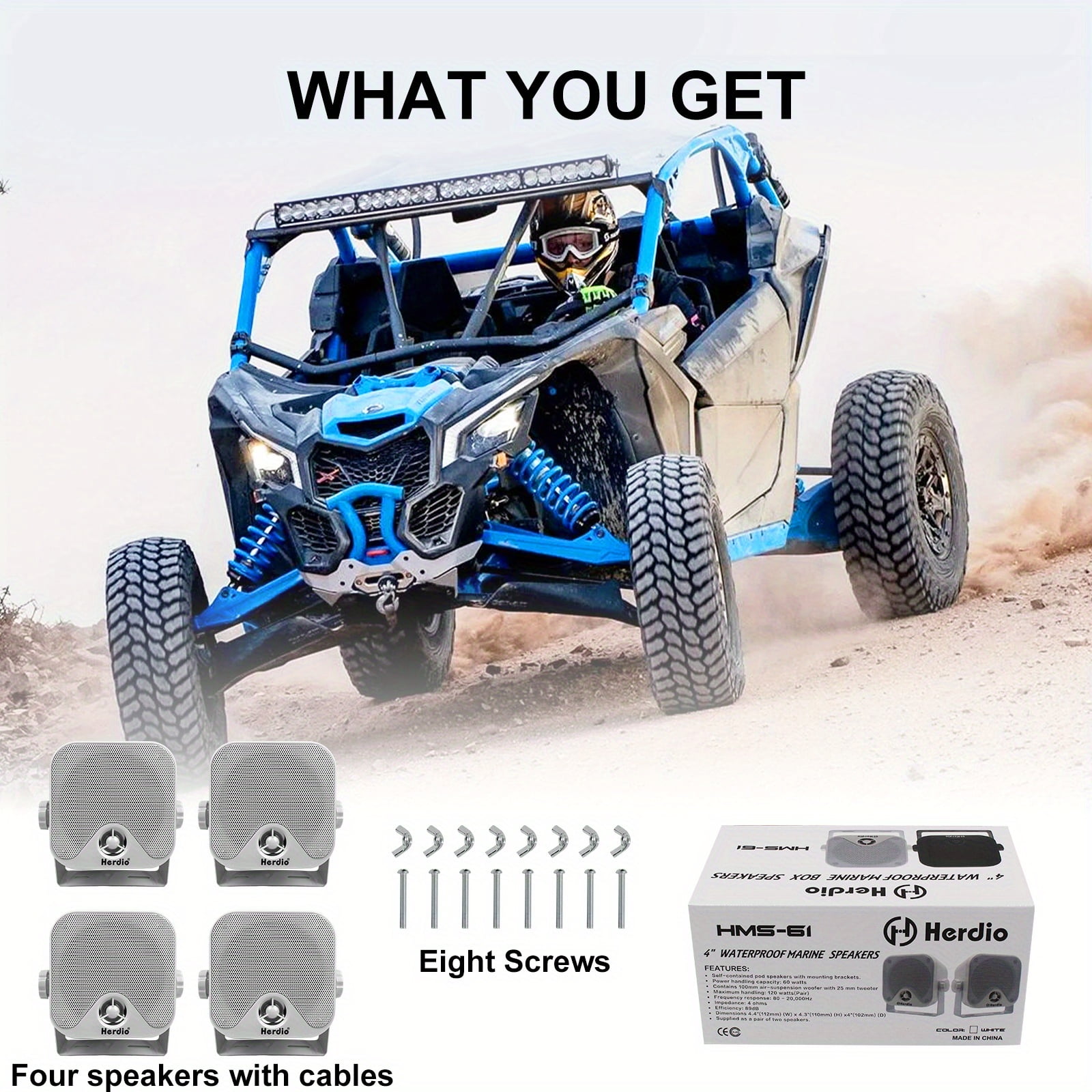 Sunspire 4" Multi-Vehicle Speakers - Heavy Duty Marine Box Enclosure ...