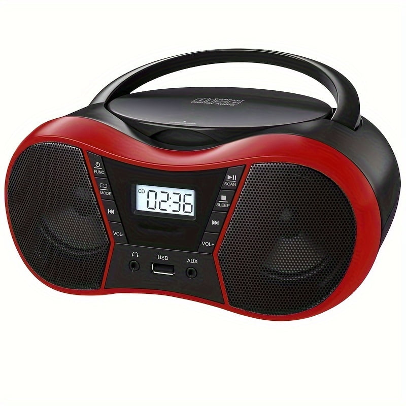Sunspire Portable CD Player Boombox with Dual Stereo Speakers, USB, FM ...