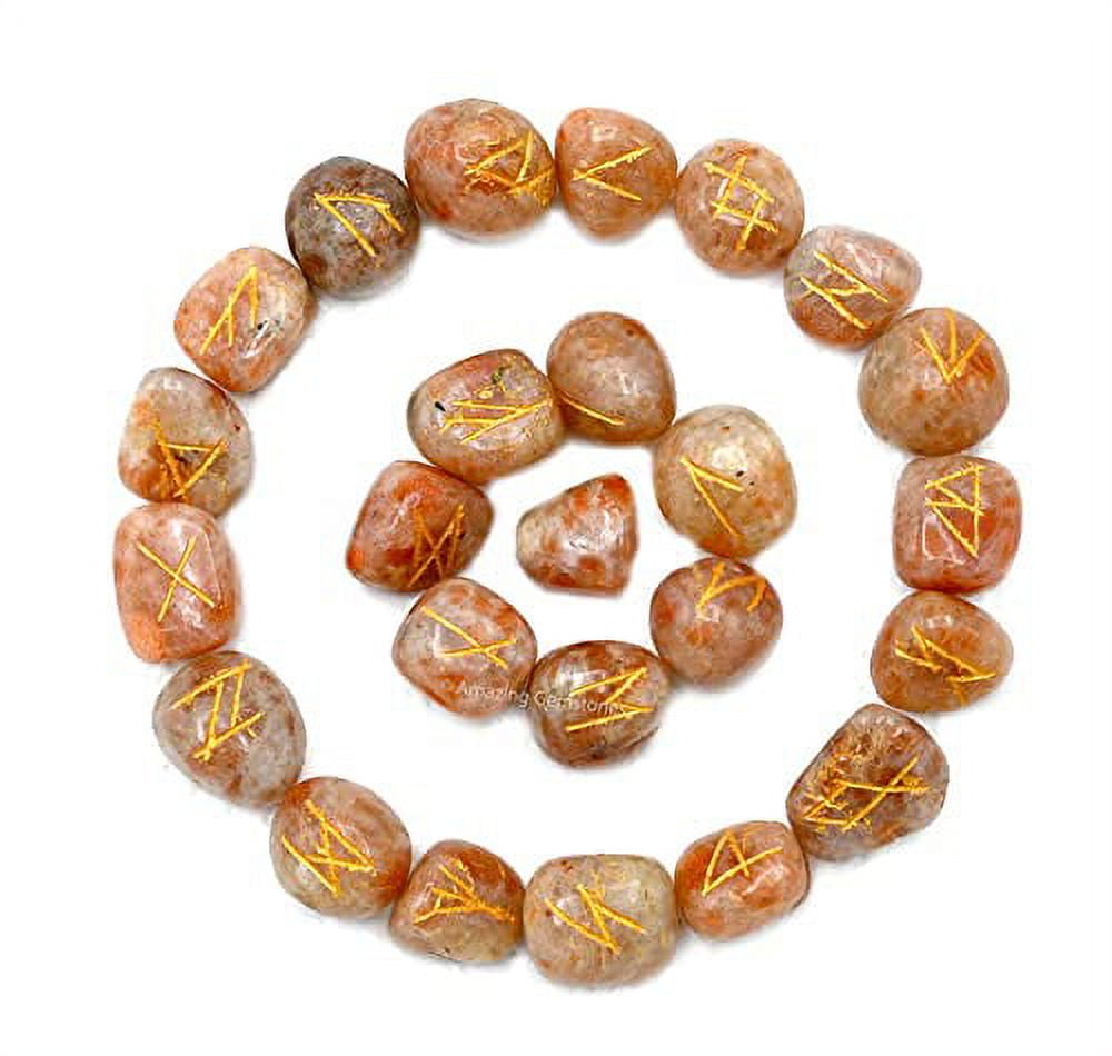 Sunstone Crystal Runes Stone Set Elder Futhark - Walmart.com