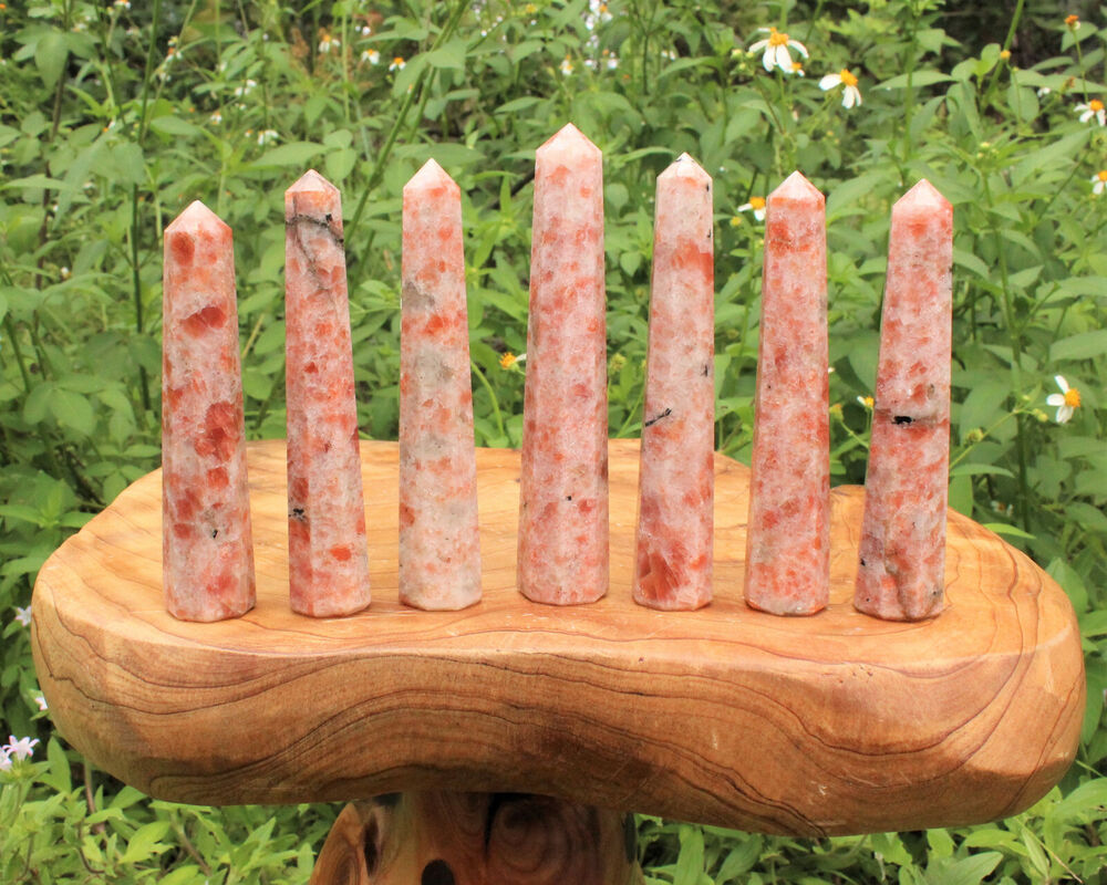 Sunstone Obelisk, 3 - 4" (8-Sided, Sunstone Crystal Point, Crystal ...