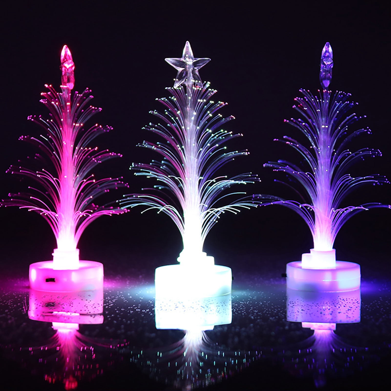 Sunsunrise 3pcs LED Christmas fiber optic tree colorful color changing ...