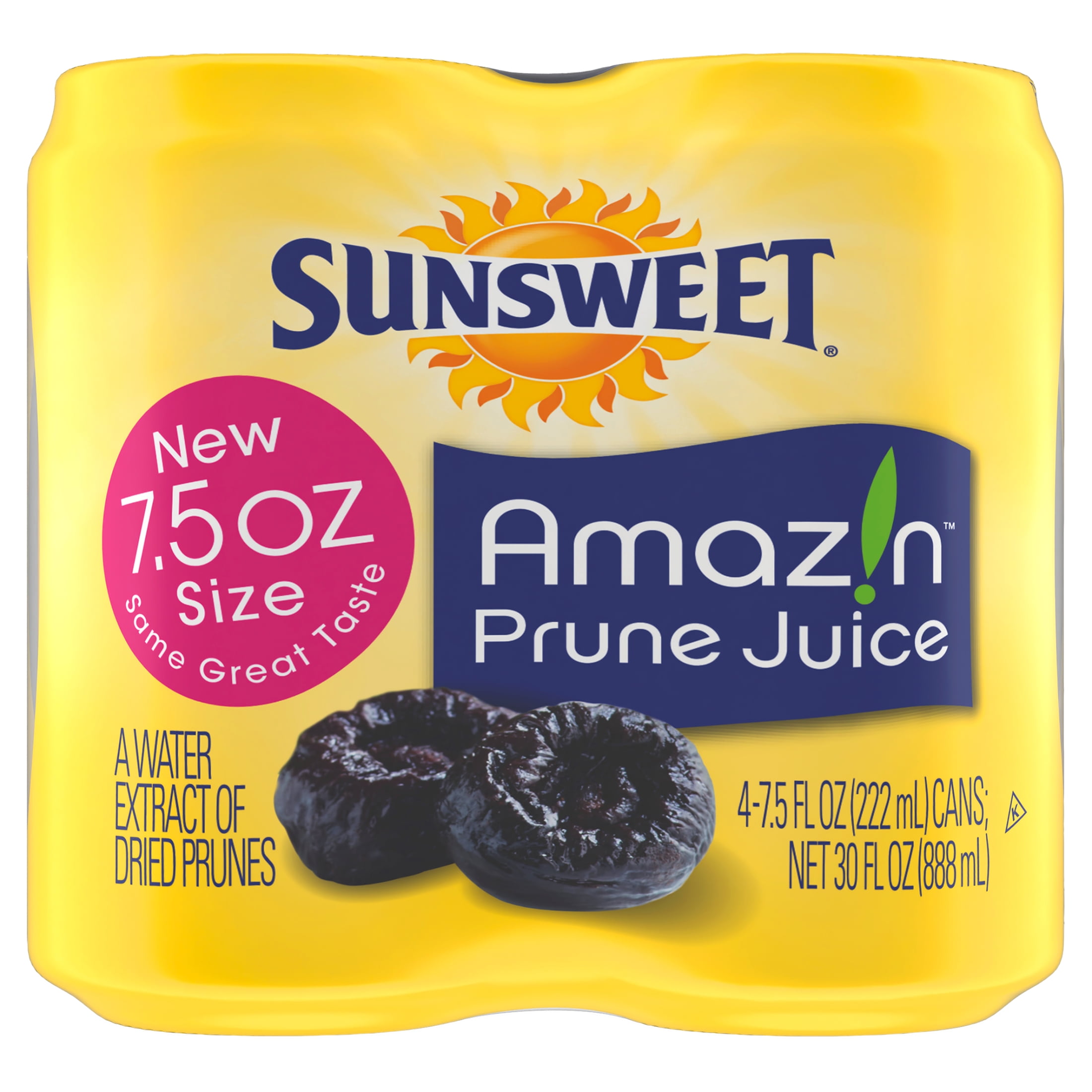 Sunsweet 4-Pack 7.5oz Fiber-Rich Prune Juice Cans - Walmart.com