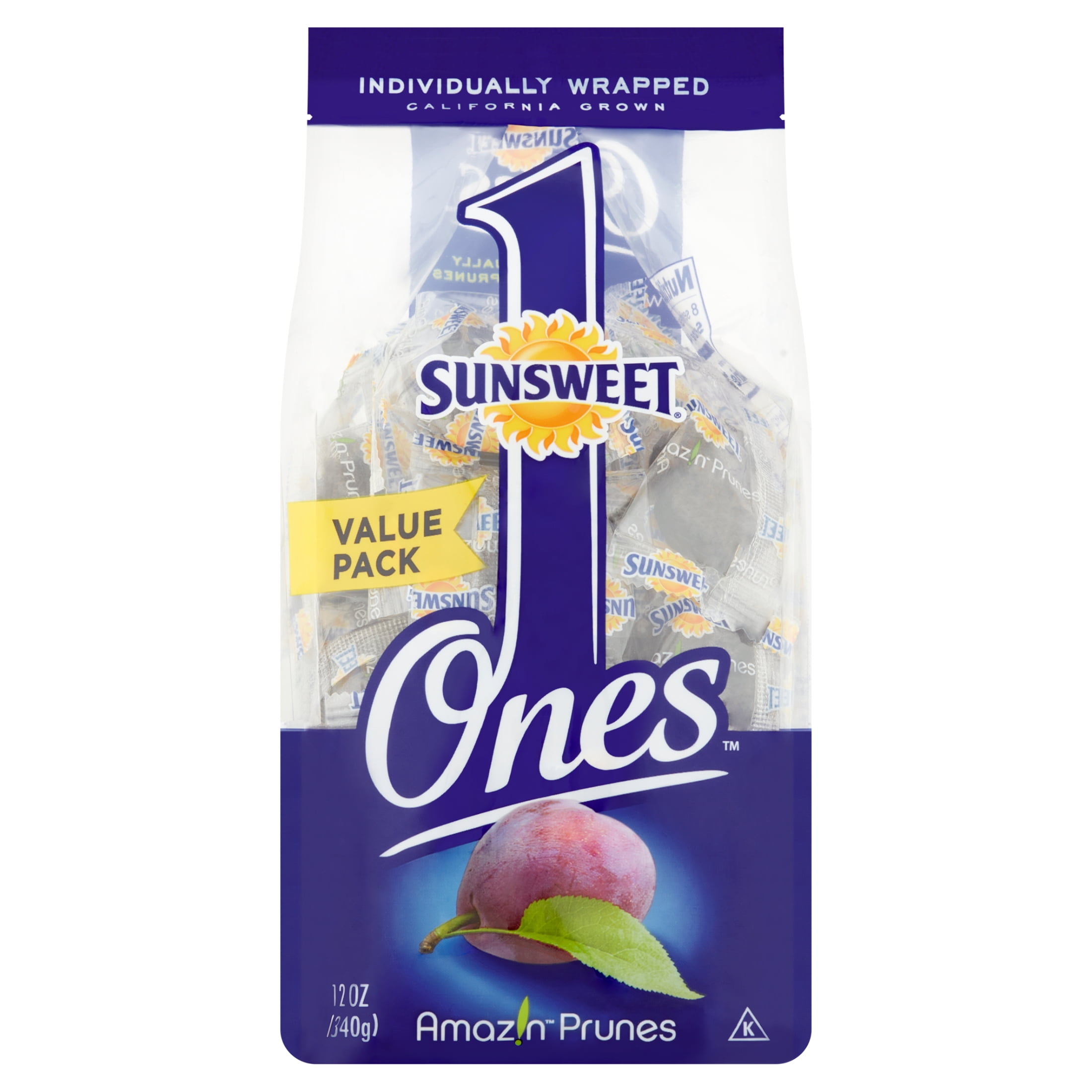 Sunsweet Prunes Amaz!n, Individually Wrapped, 12 oz, Tasty Fruit Snack ...