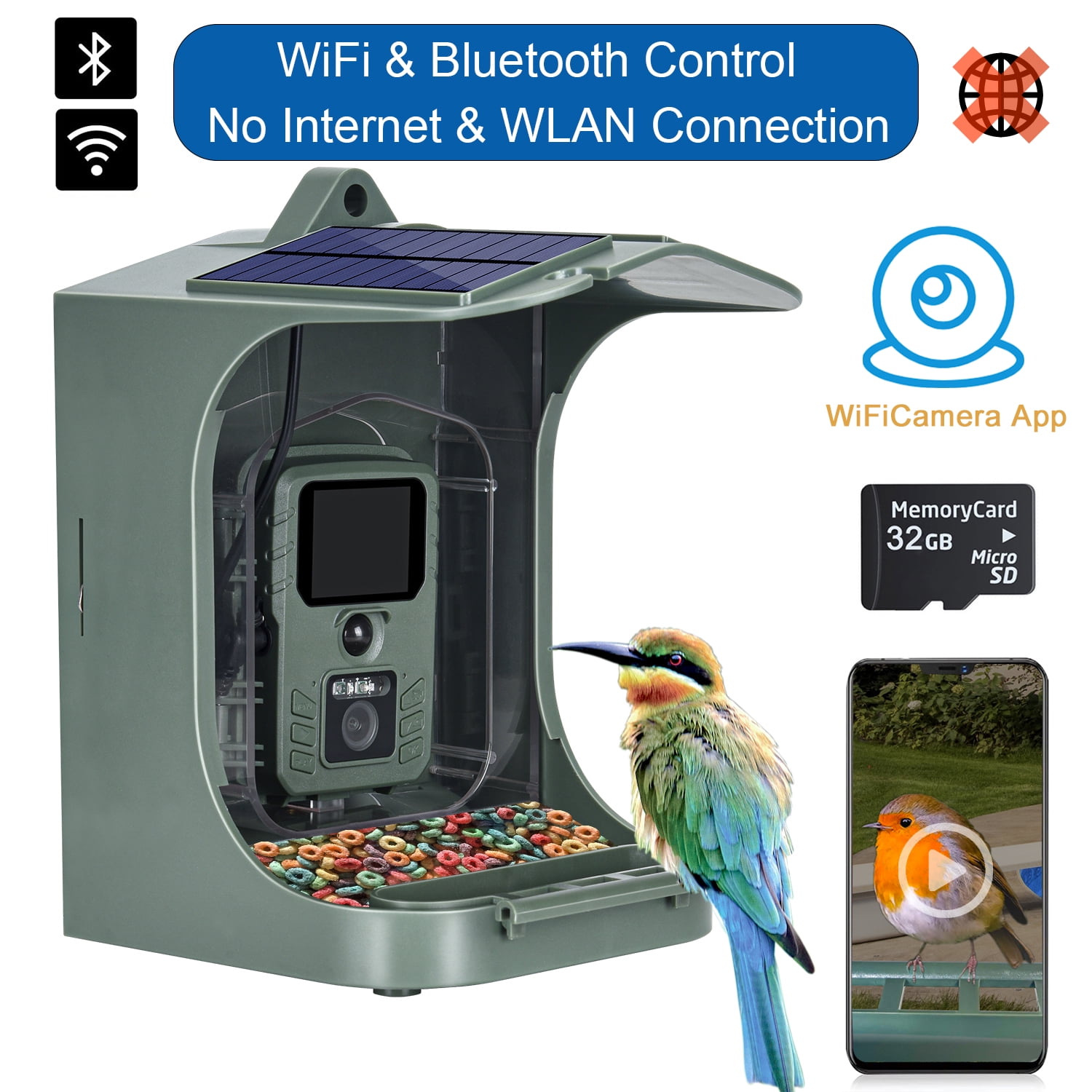 SuntekCam Bird Feeder with Camera, 24MP & 1296P, 3000mAh Li Battery ...