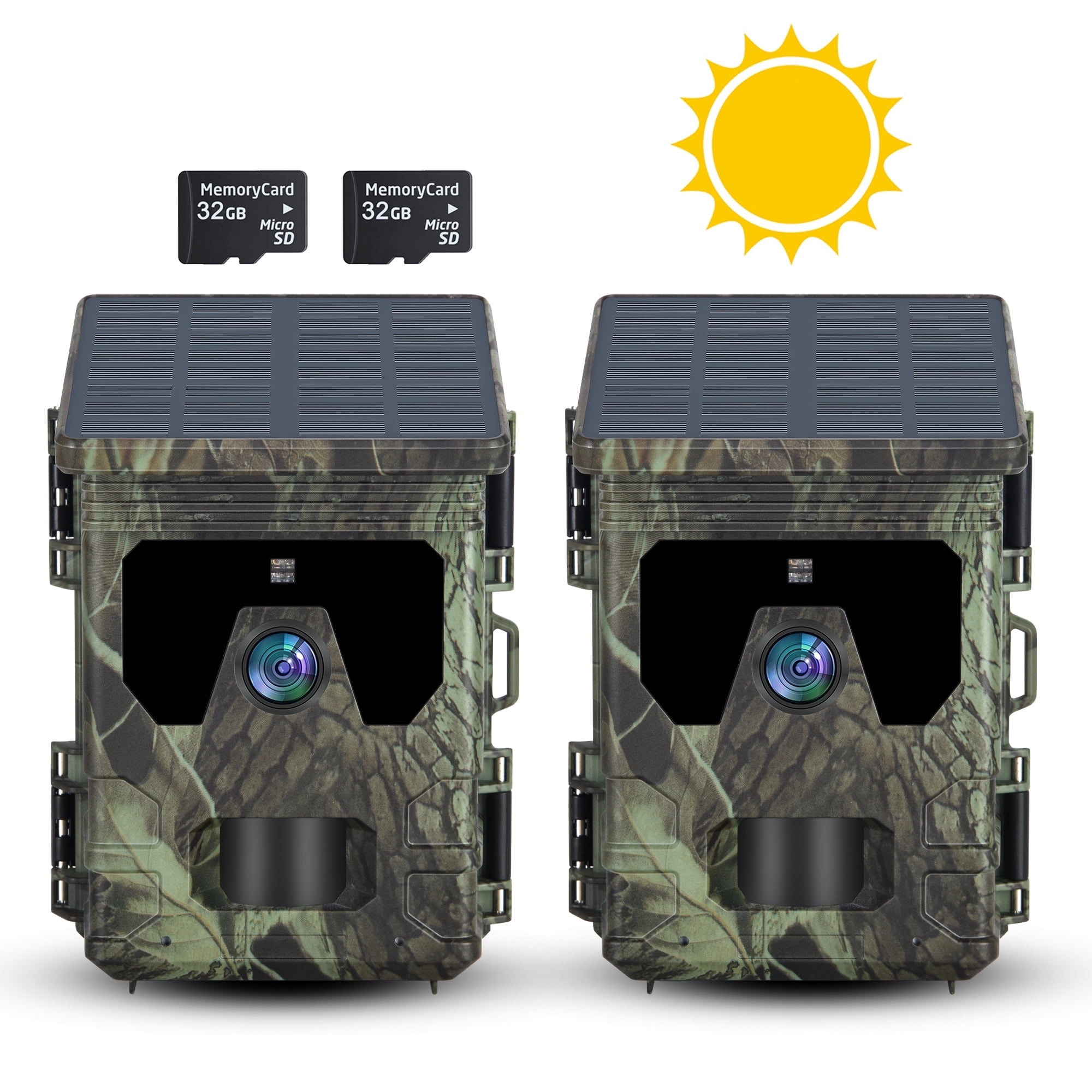 SuntekCam 2 Pack Solar Powered 50MP 4K Game Camera, Waterproof with ...