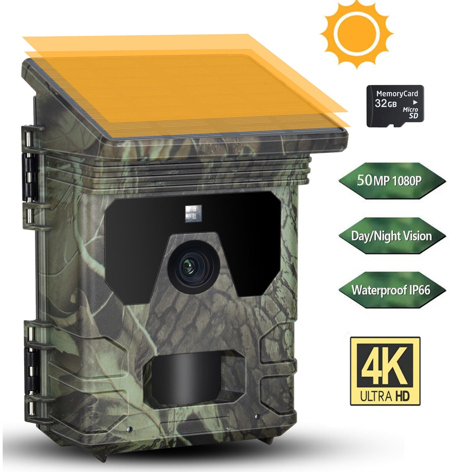 SuntekCam Solar Powered Trail Camera, 50MP 4K Game Camera with Night ...