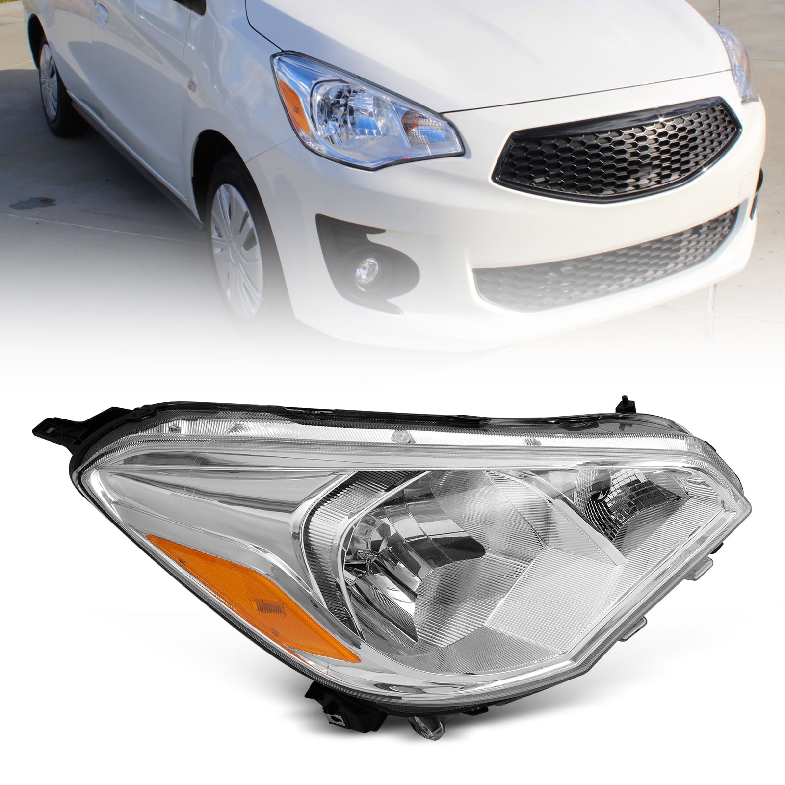 Sunthon Headlight Assembly Compatible With 2017 - 2020 Mitsubishi Mirage G4, Projector Chrome ...