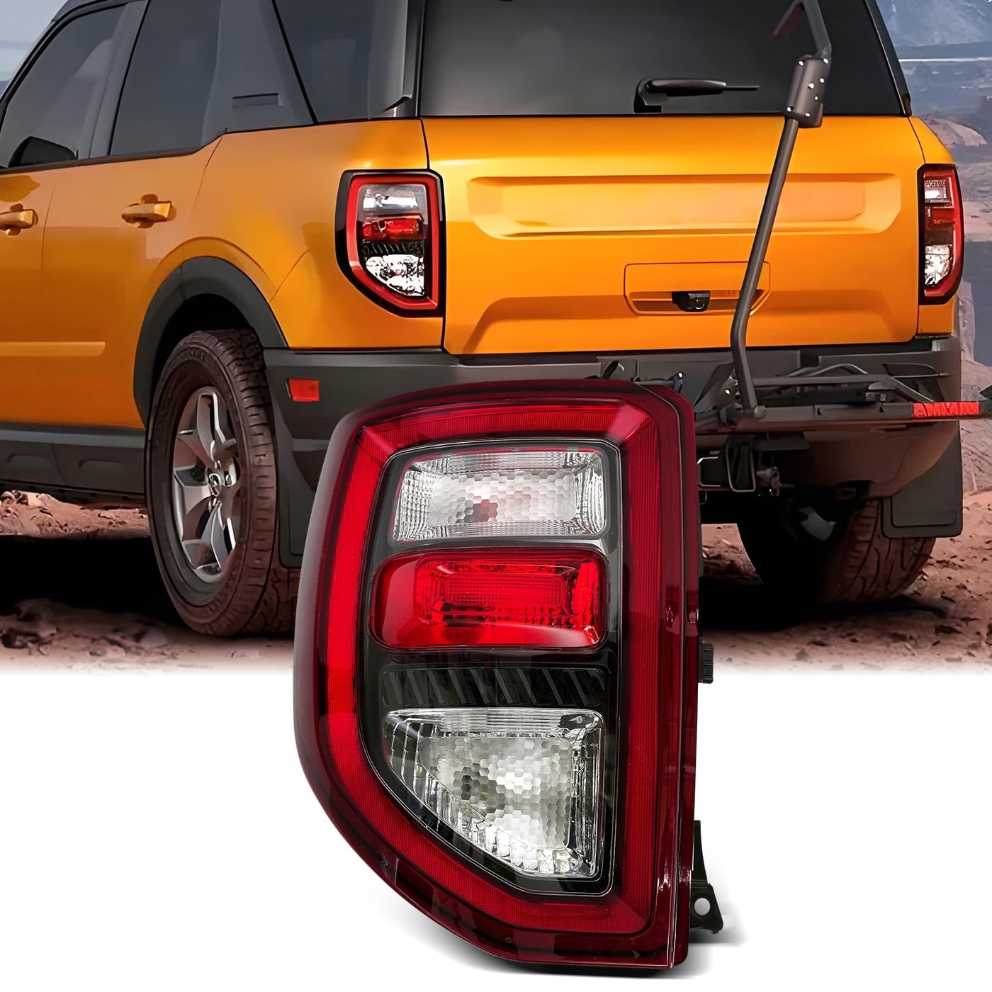 Sunthon Tail Lights Replacement for 2021 2022 2023 2024 Ford Bronco Sport, Red Transparent LED ...