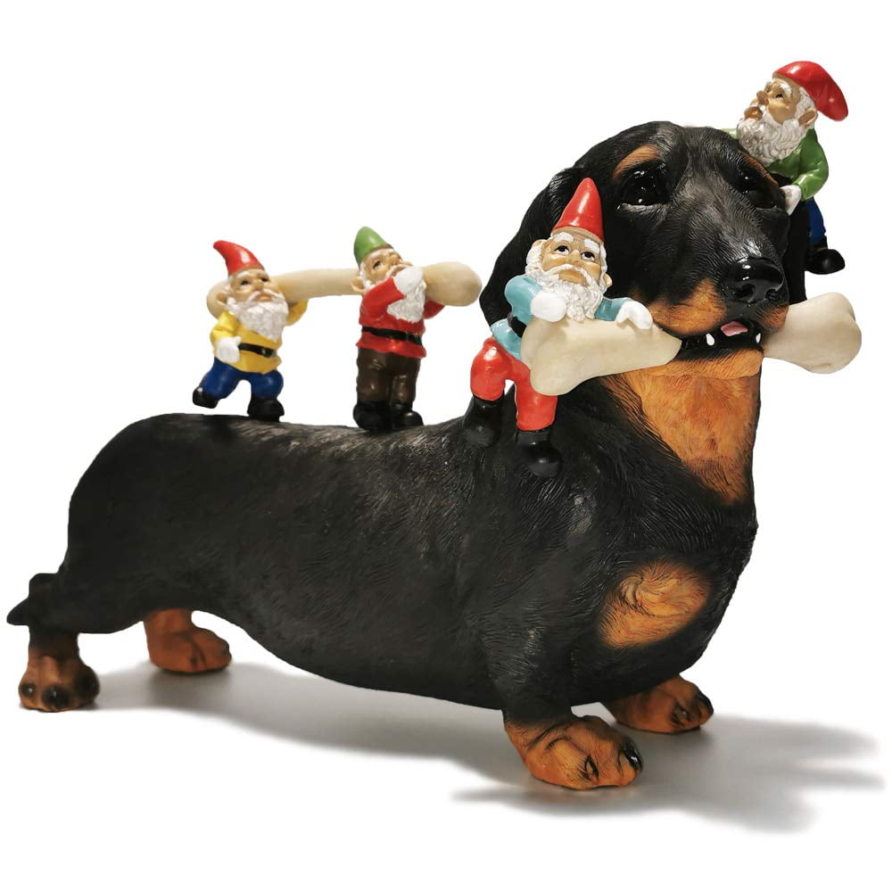 Sunthus Dachshund Garden Gnomes Statues Outdoor Funny Decorations Yard Weiner Decor C36 ...