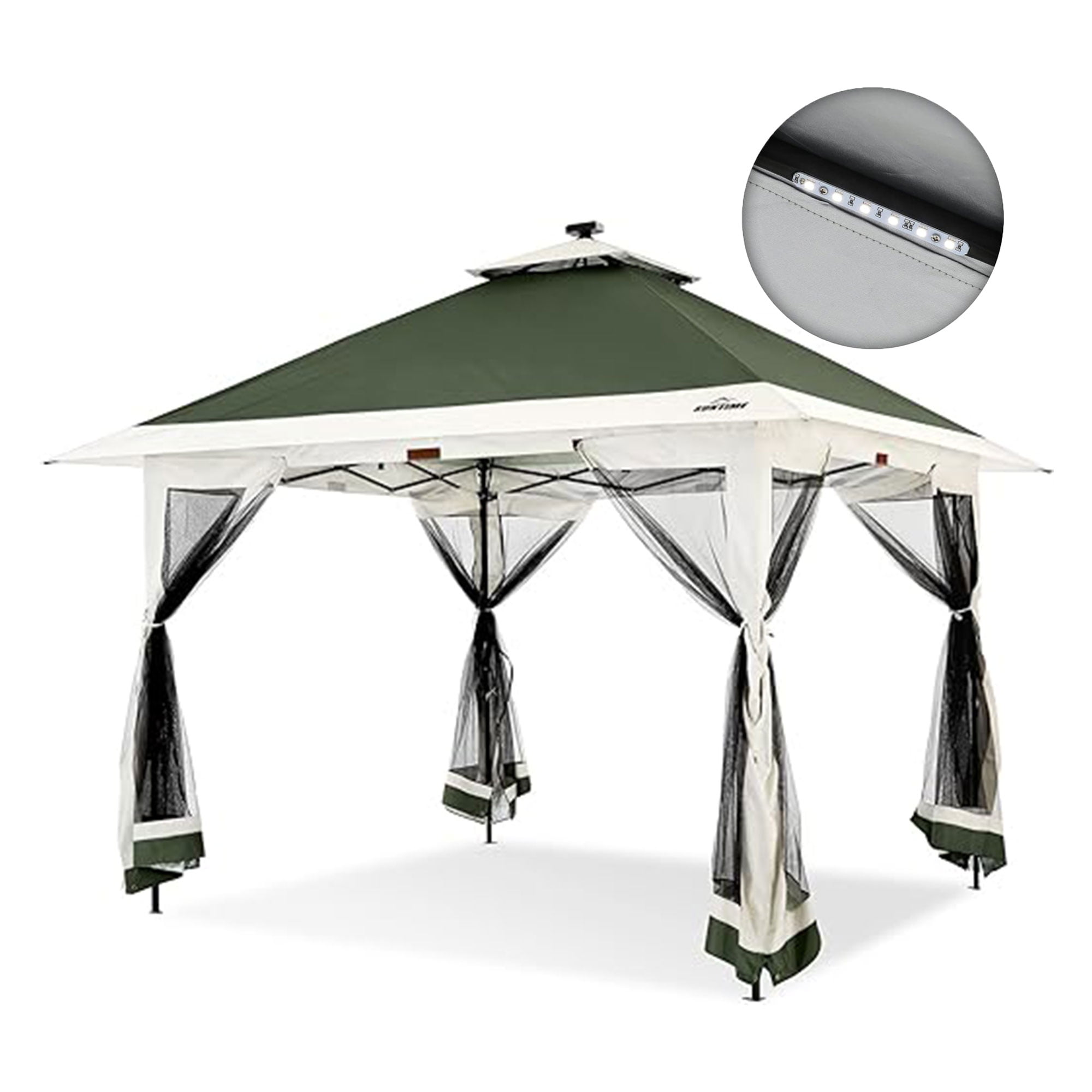 Suntime Outdoor Shade Pop-Up Patio Gazebo, 12x12 Instant Solar Light ...