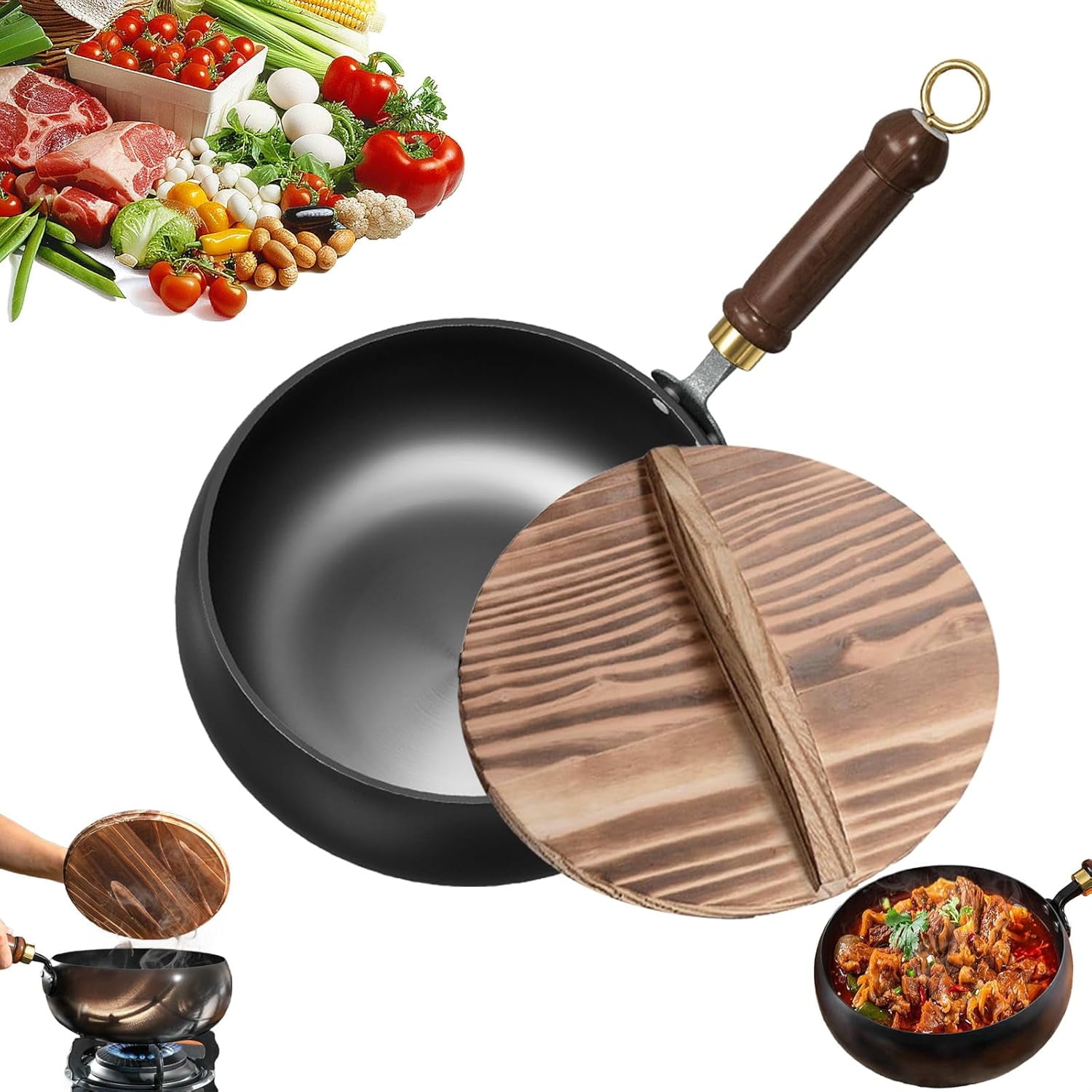 Suntuup Japanese Iron Pan,Uncoated Frying Pan, Uncoated Iron Pan, 9.45 ...