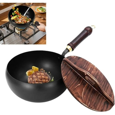 Lodge 14" Pre-Seasoned Cast Iron Wok with Flat Base & Loop Handles for ...