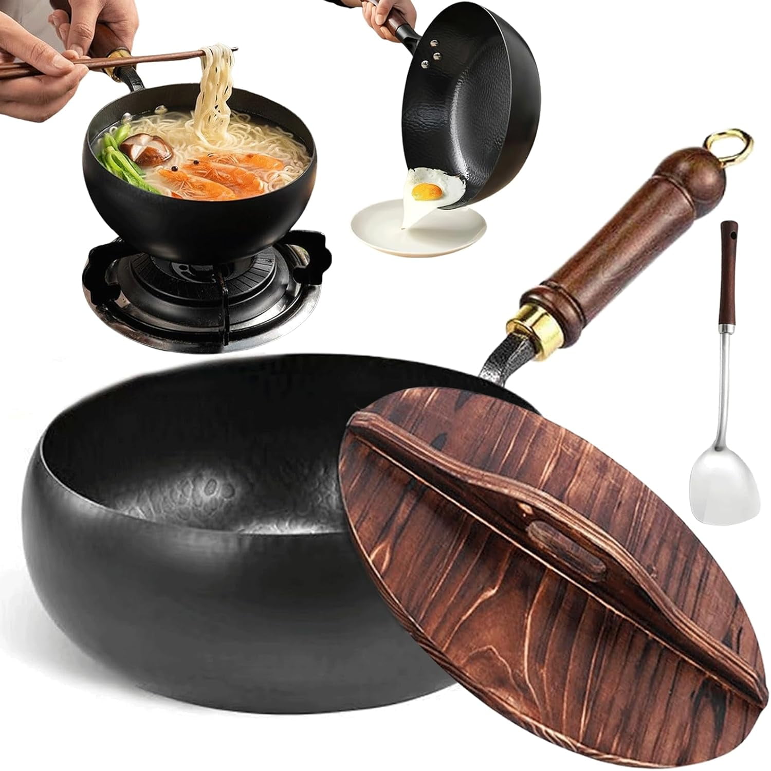 Suntuup Japanese Iron Pan, Uncoated Iron Pan with Lid, 2025 Upgraded ...