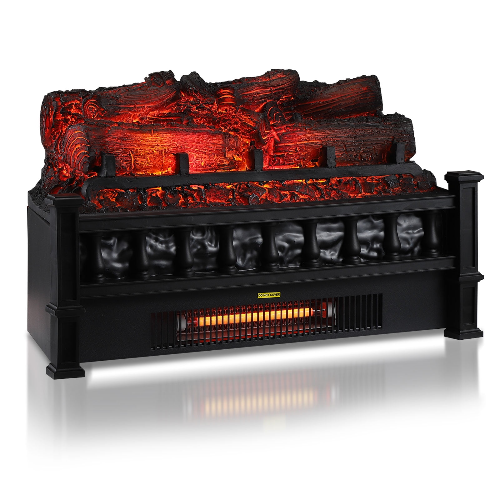 Sunvasagoo 20" Electric Fireplace Log Heater, 1500W, Black Steel & ABS ...