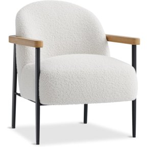 HomePop Modern Exposed Metal Frame Arm Accent Chair, Carmel Faux ...