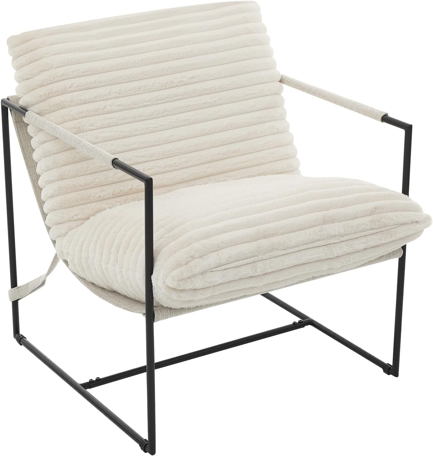 Sunvasagoo Sling Accent Chair with Metal Frame, Shredded Foam, Linen ...