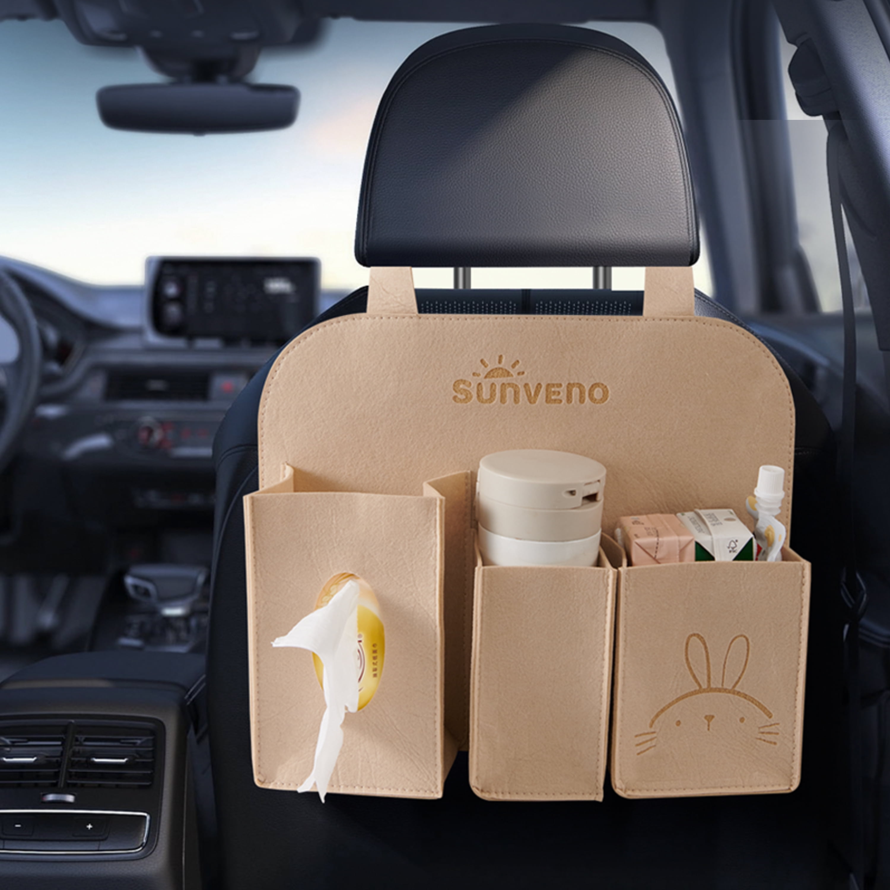 Sunveno Hanging Car Seat Organizer for Front or Rear Seat Storage for ...