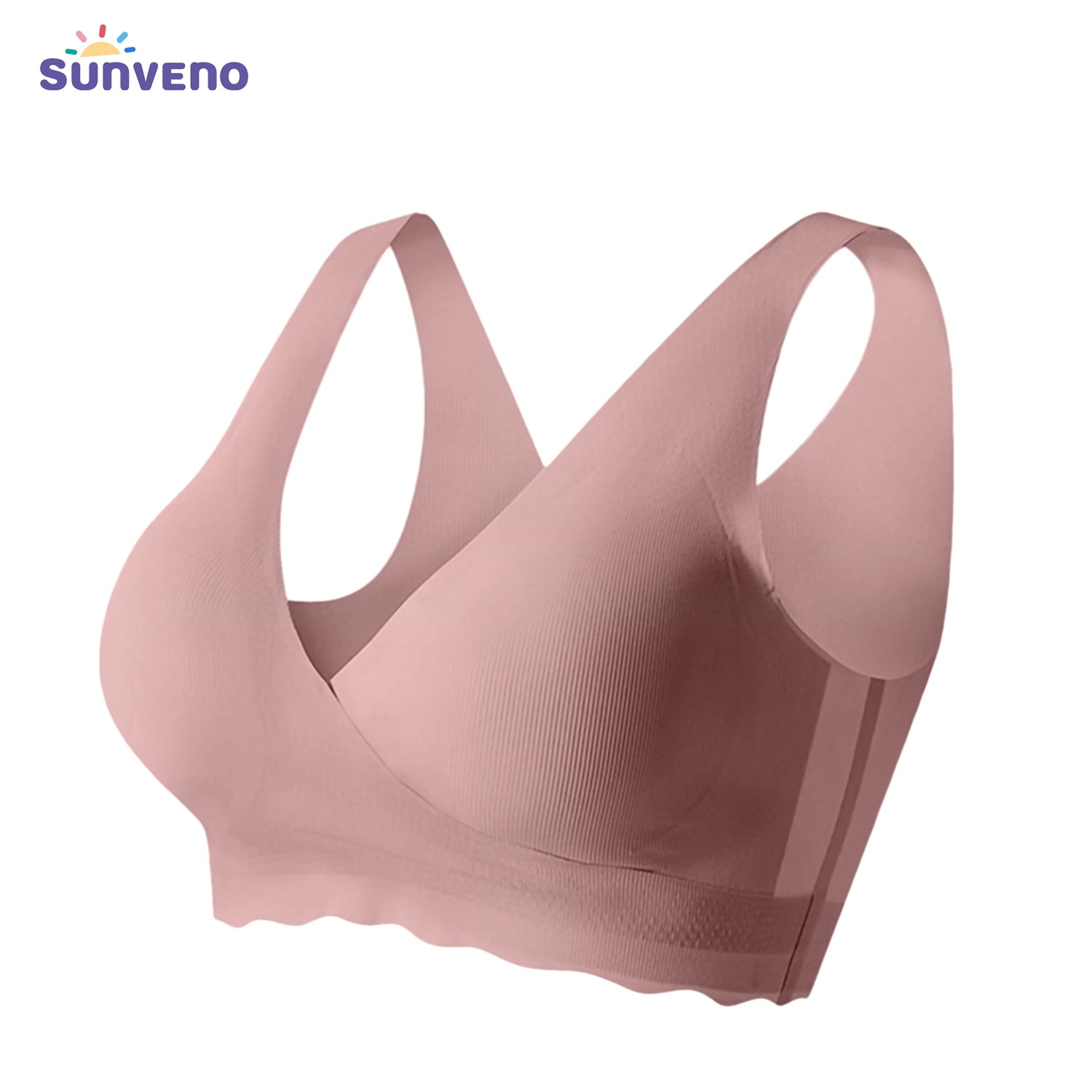 Sunveno Maternity Sleep Nursing Bras Wirefree Seamless Deep V Neck Bras ...