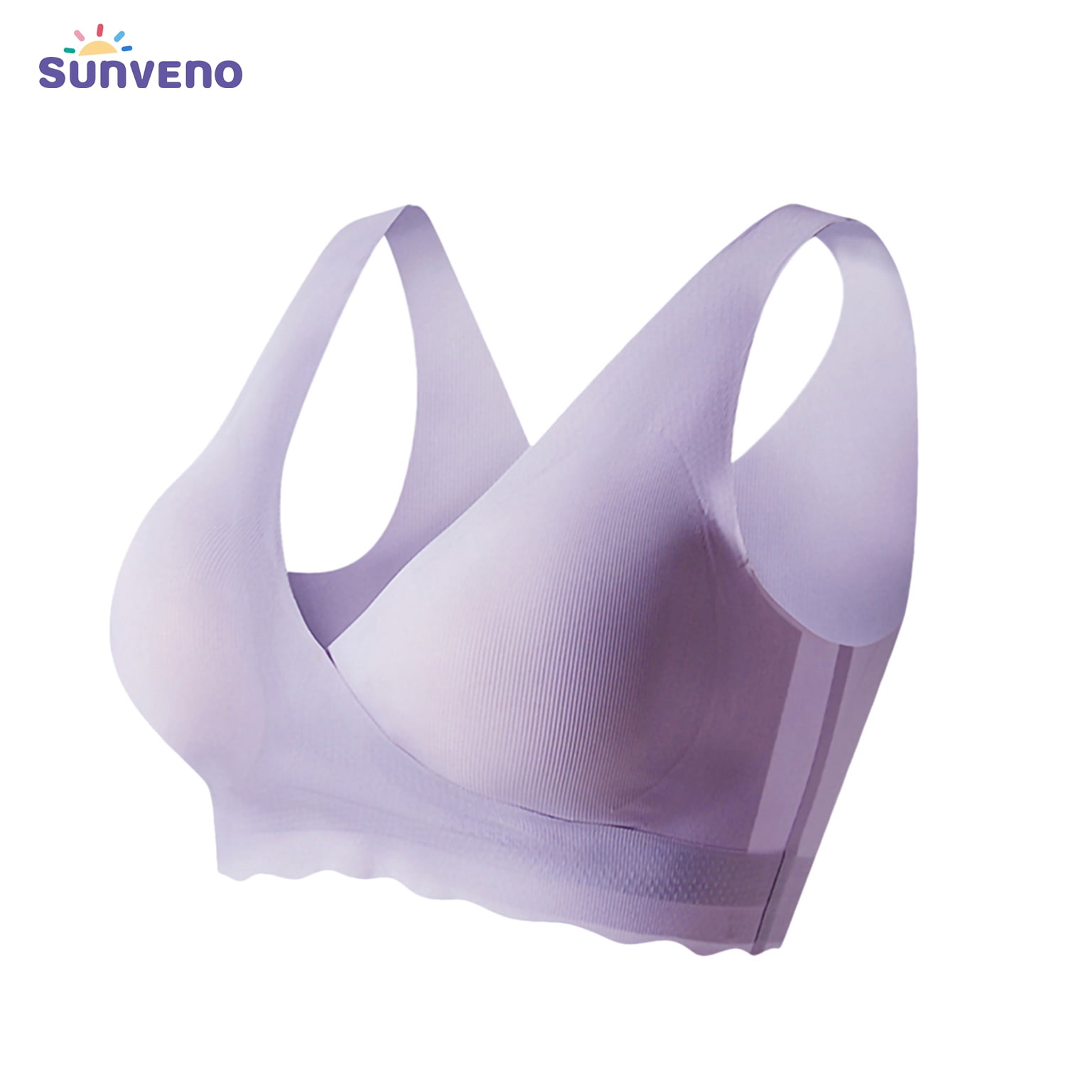 Sunveno Maternity Sleep Nursing Bras Wirefree Seamless Deep V Neck Bras ...