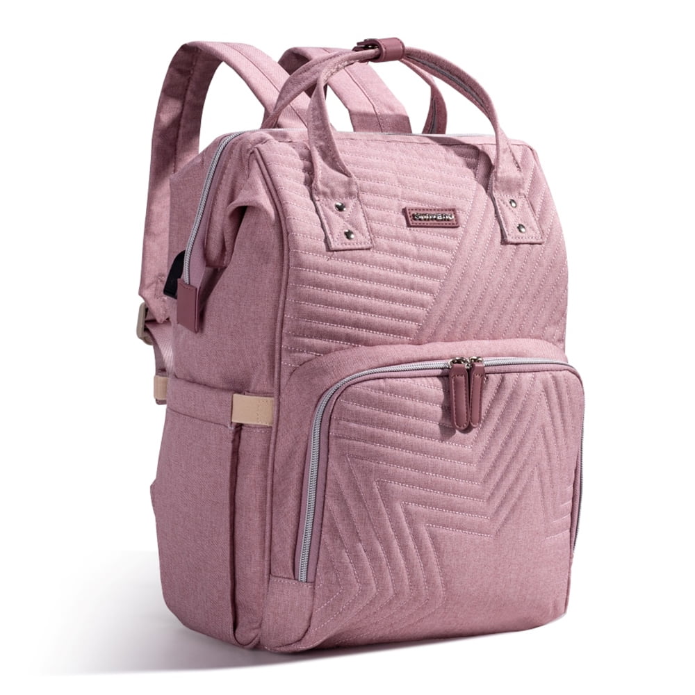 Sunveno Quilted Diaper Backpack Large Capacity Diaper Bag, Pink ...