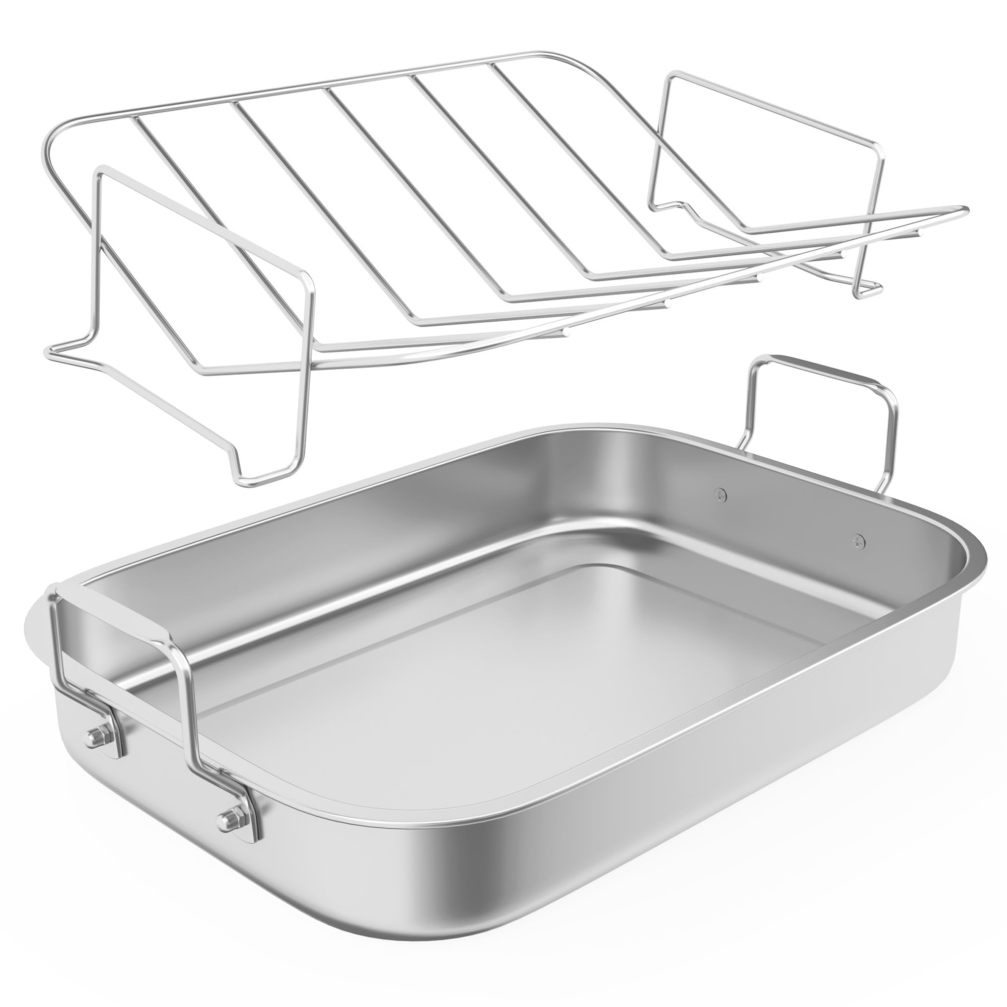 Sunvivi 15.6'' Roasting Pan with V-Shaped Rack, Rectangular Lasagna Pan ...