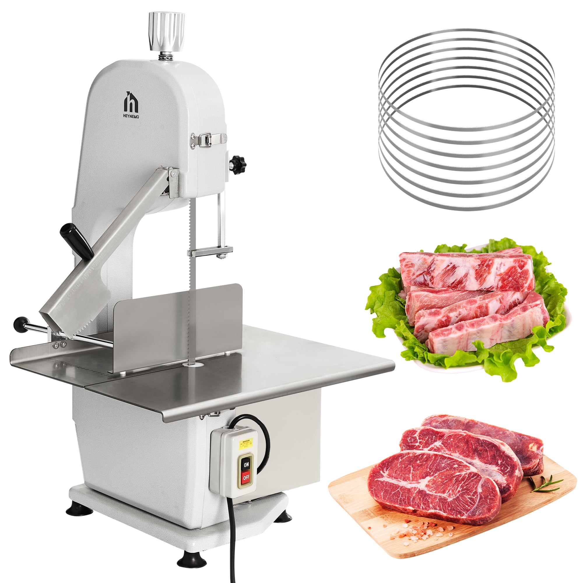 Sunvivi 1500W Electric Meat Saw, Bone Cutting Bandsaw with 5 Blades ...