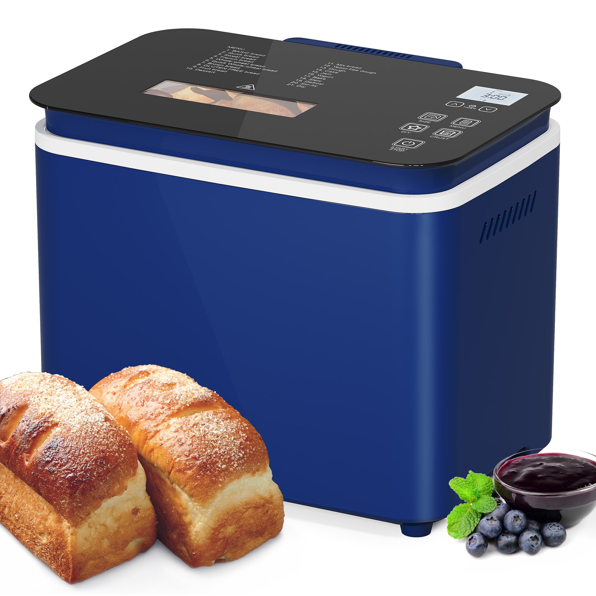 Sunvivi Bread Maker, 2.2LB, 21 Programs, 3 Loaf Sizes, Crust Colors ...