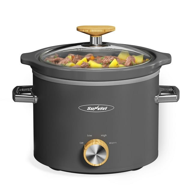 Sunvivi 2 Quart Slow Cooker, Small Slow Cooker with Removable Ceramic ...