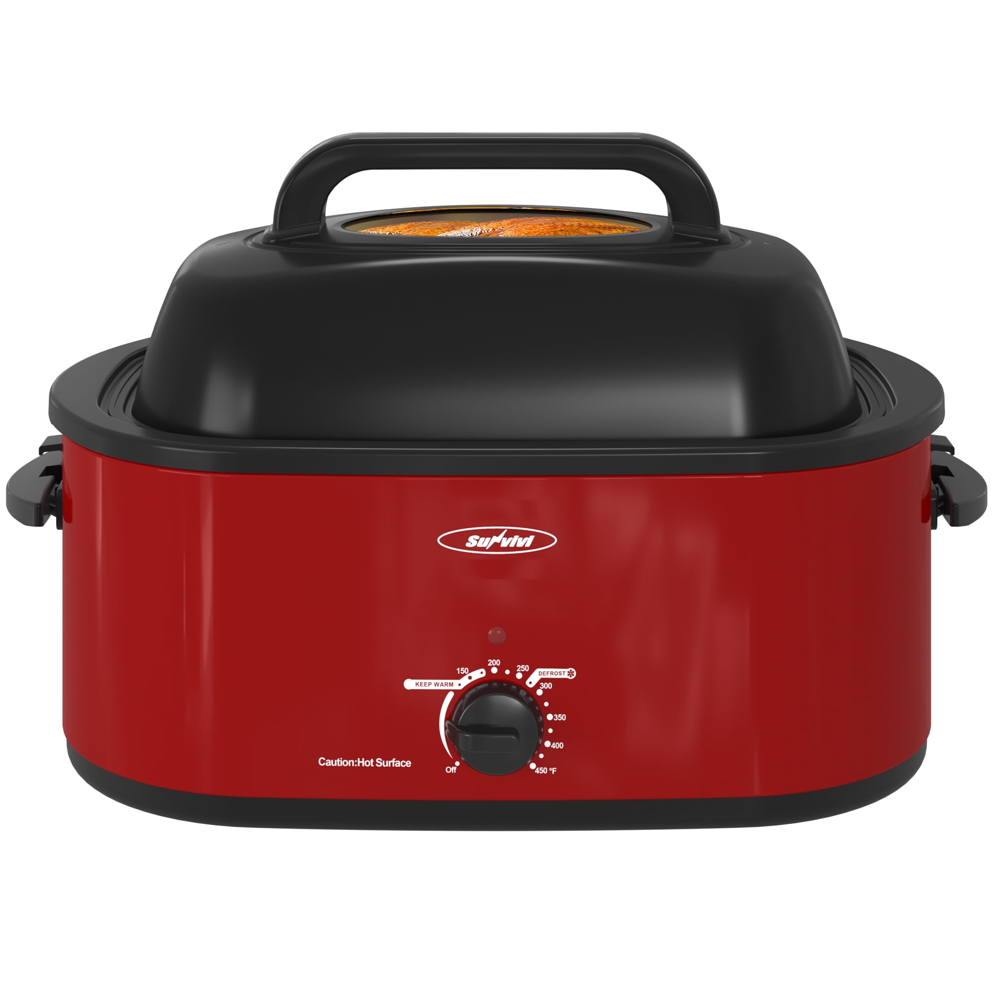 Oster 18 Quart Red Roaster with High Dome & Self-Basting Lid - Walmart.com
