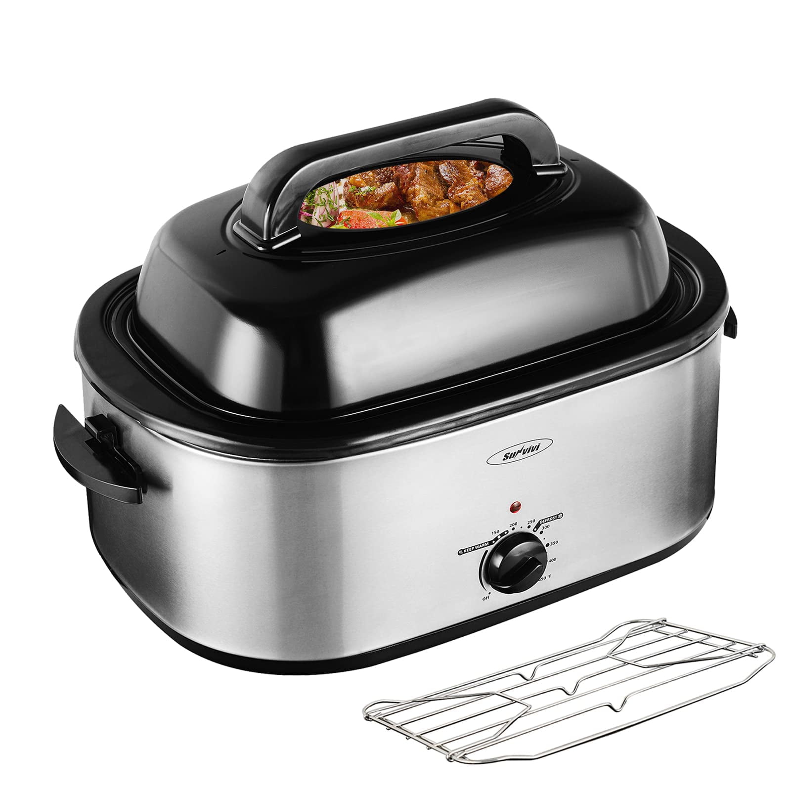 Sunvivi 26 Quart Electric Turkey Roaster Oven with Visible Glass Lid ...