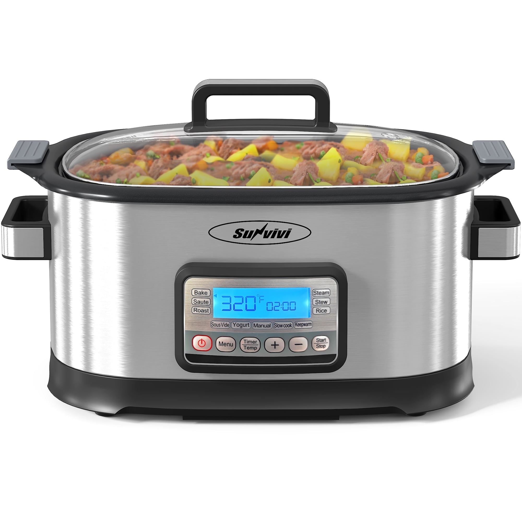 Sunvivi 6.5 Quart Slow Cooker,11 in 1 programmable Multi-Cooker Food ...