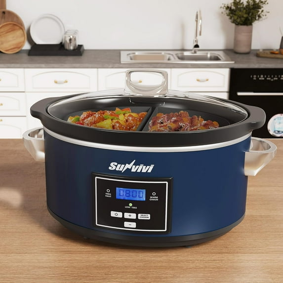 6 Quart Programmable Slow Cooker with 2 in 1 Silicone Liners, Multi ...