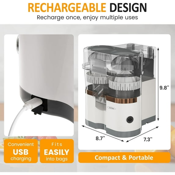 Sunvivi Dual-Head Electric Citrus Juicer, Rechargeable Juicer Machine ...