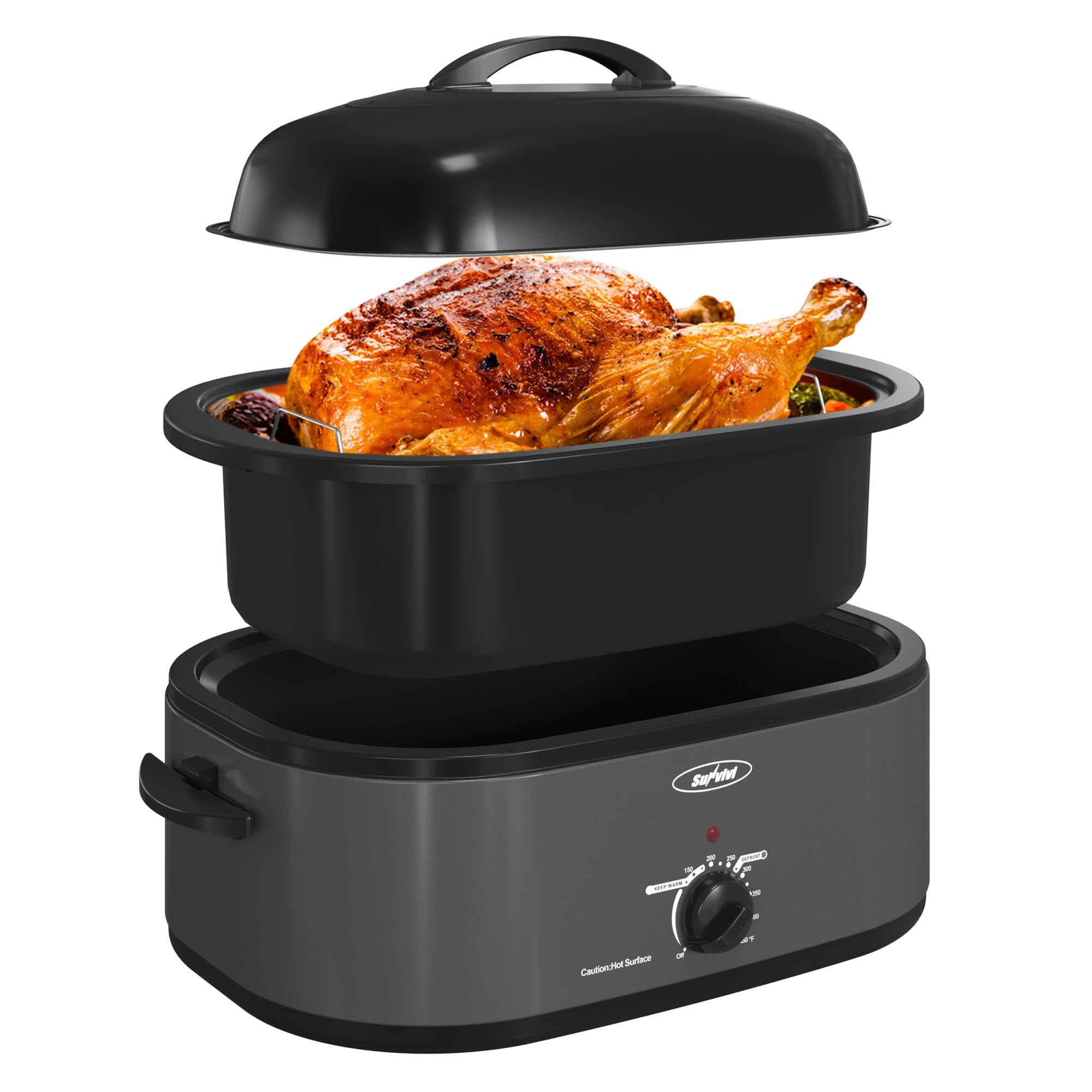 Sunvivi Electric Roaster,20 Quart Roasting Oven with Self-Basting Lid ...