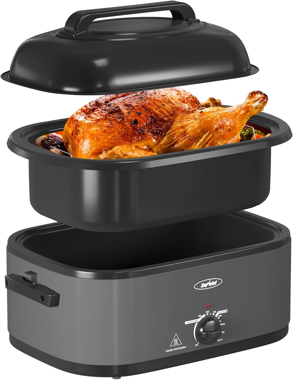 Sunvivi Electric Roaster, 28-Quart Electric Roaster Oven featuring a ...