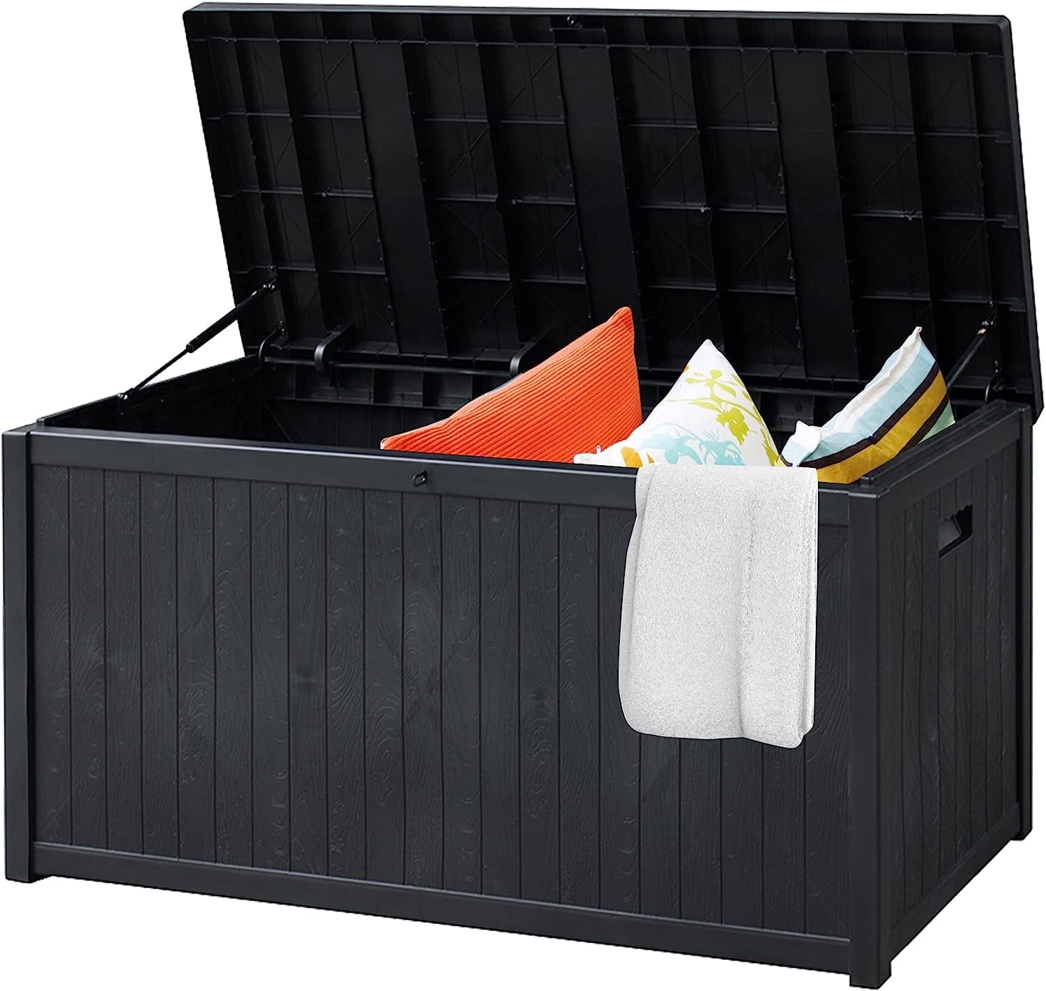 Sunvivi Large Patio Resin Storage Box, 120 Gallon Indoor/Outdoor Deck ...