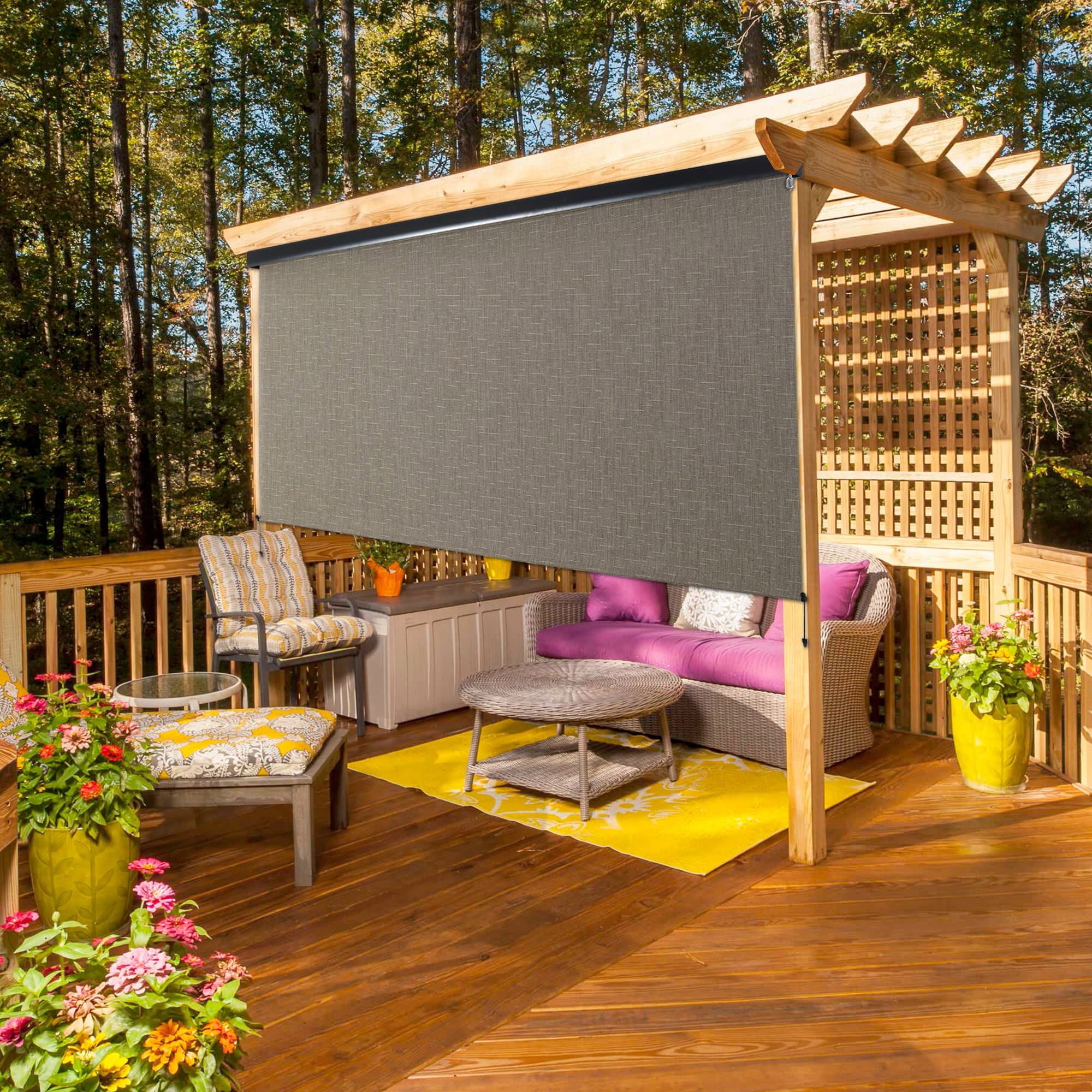 Sunvivi Outdoor Roller Shade Cordless Patio Roller Blinds Shades with ...