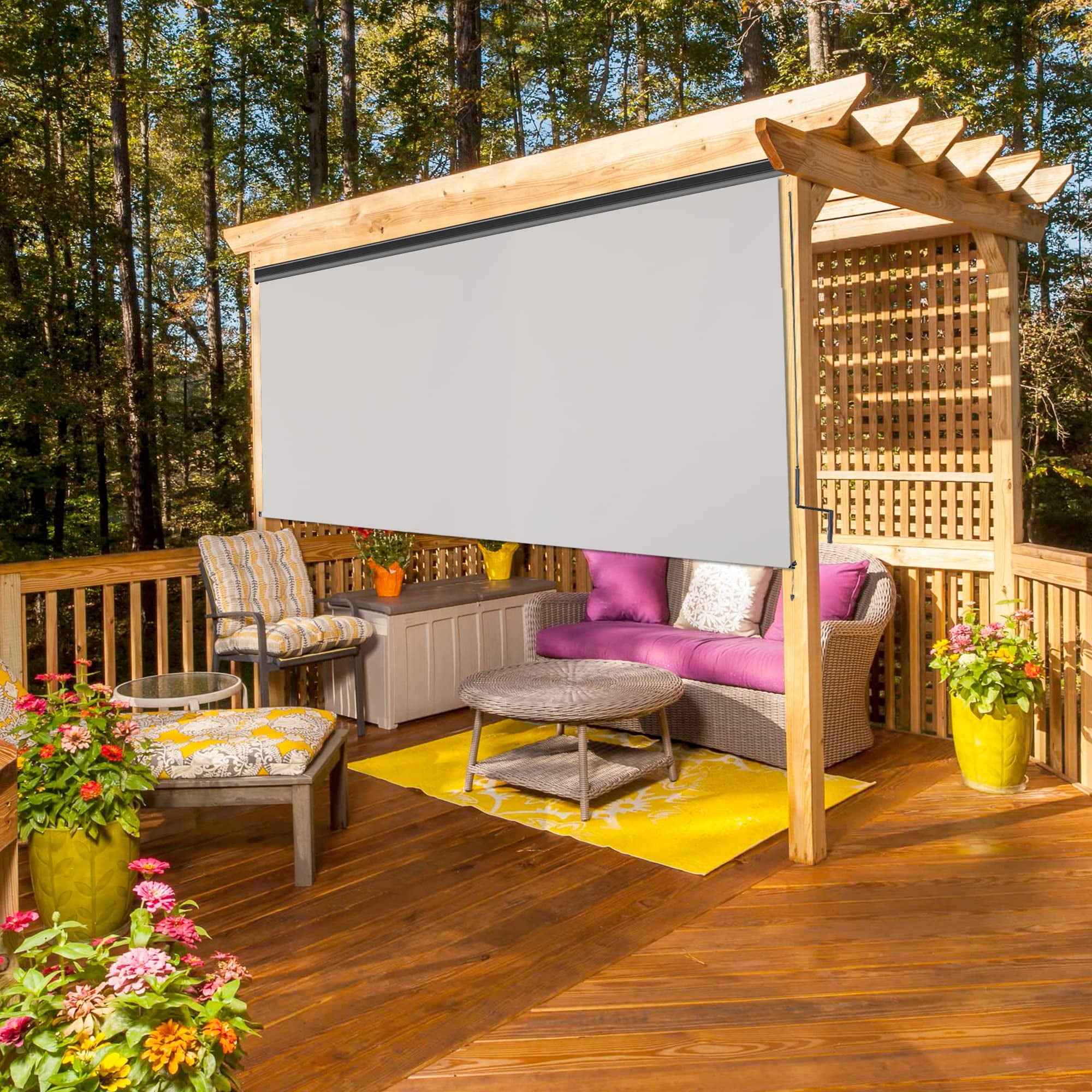 Sunvivi Outdoor Roller Shade Cordless Patio Roller Blinds Shades with ...